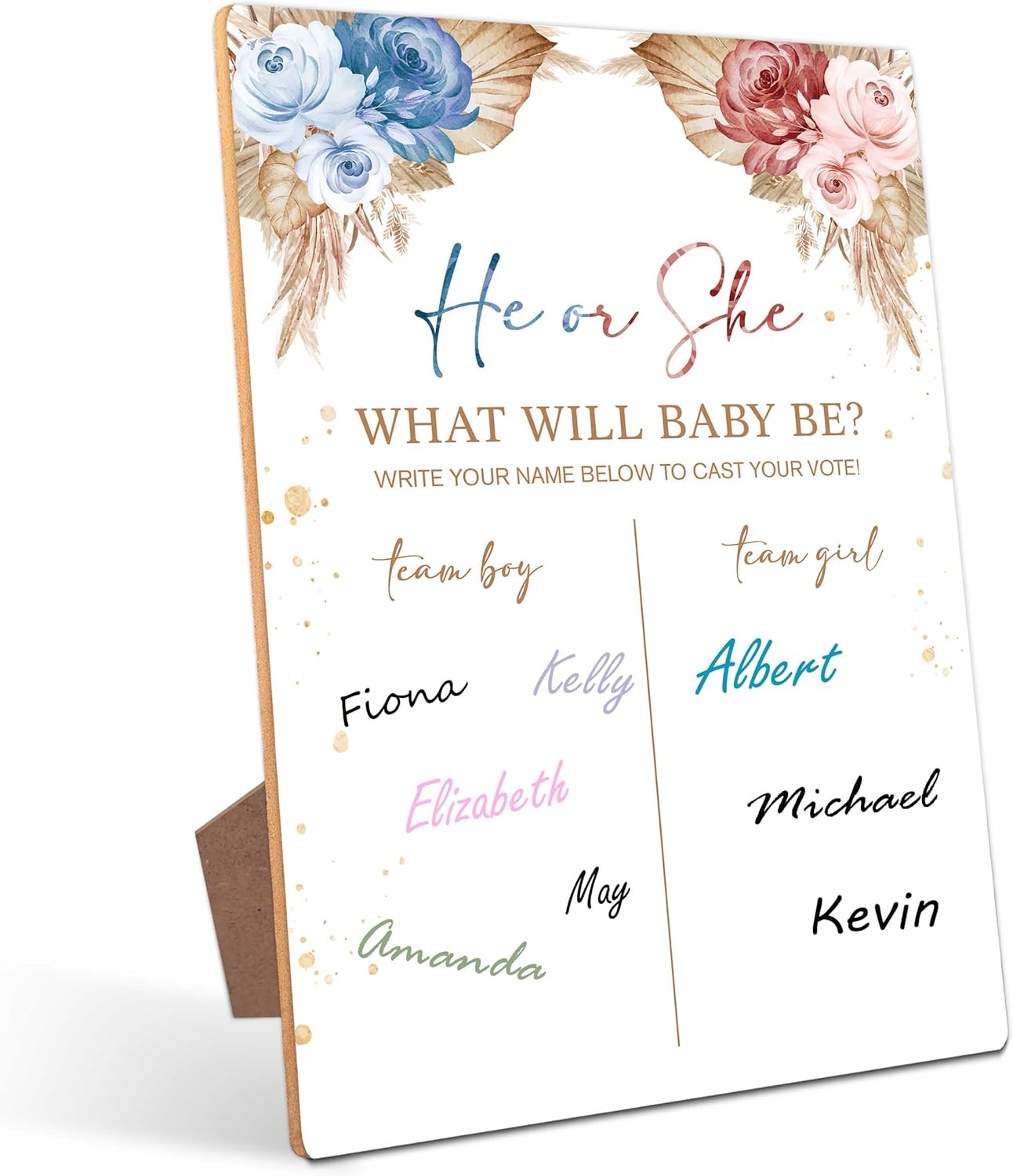 Gender Reveal Ideas - He or She Signature Voting Sign(Wooden Sign with ...