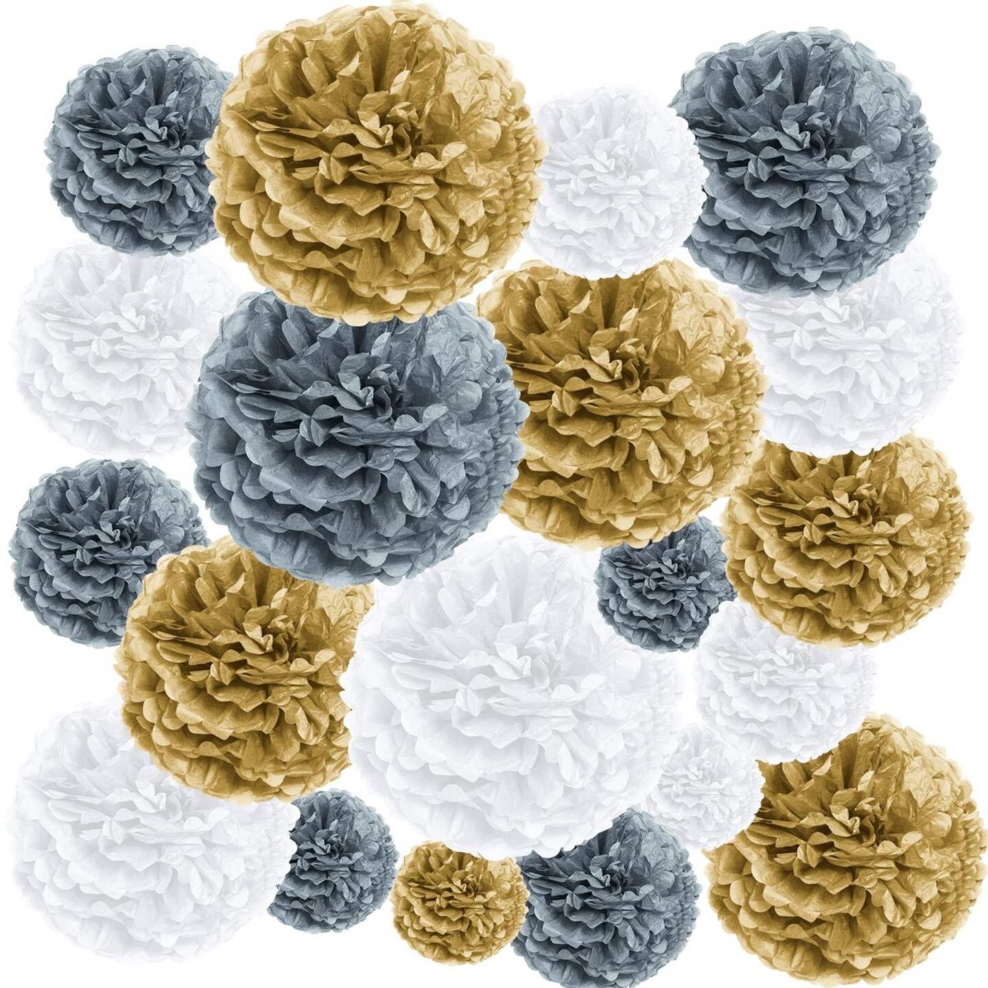 EpiqueOne 20-Piece Tissue Paper Pom Poms Party Decoration Kit - Gold ...