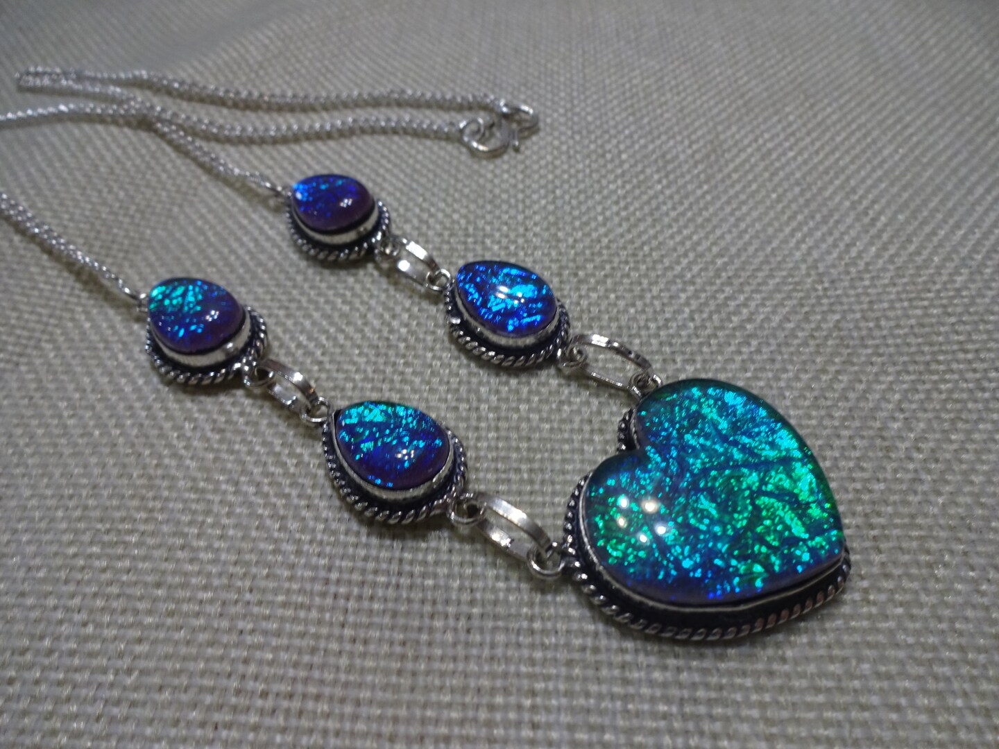 Stunning TRIPLET OPAL HEART Handmade Sterling 925 Necklace 675C ...