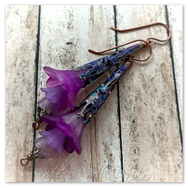 Canterbury Bells Fairy Flower Trumpet Drop Earrings in Colorized ...
