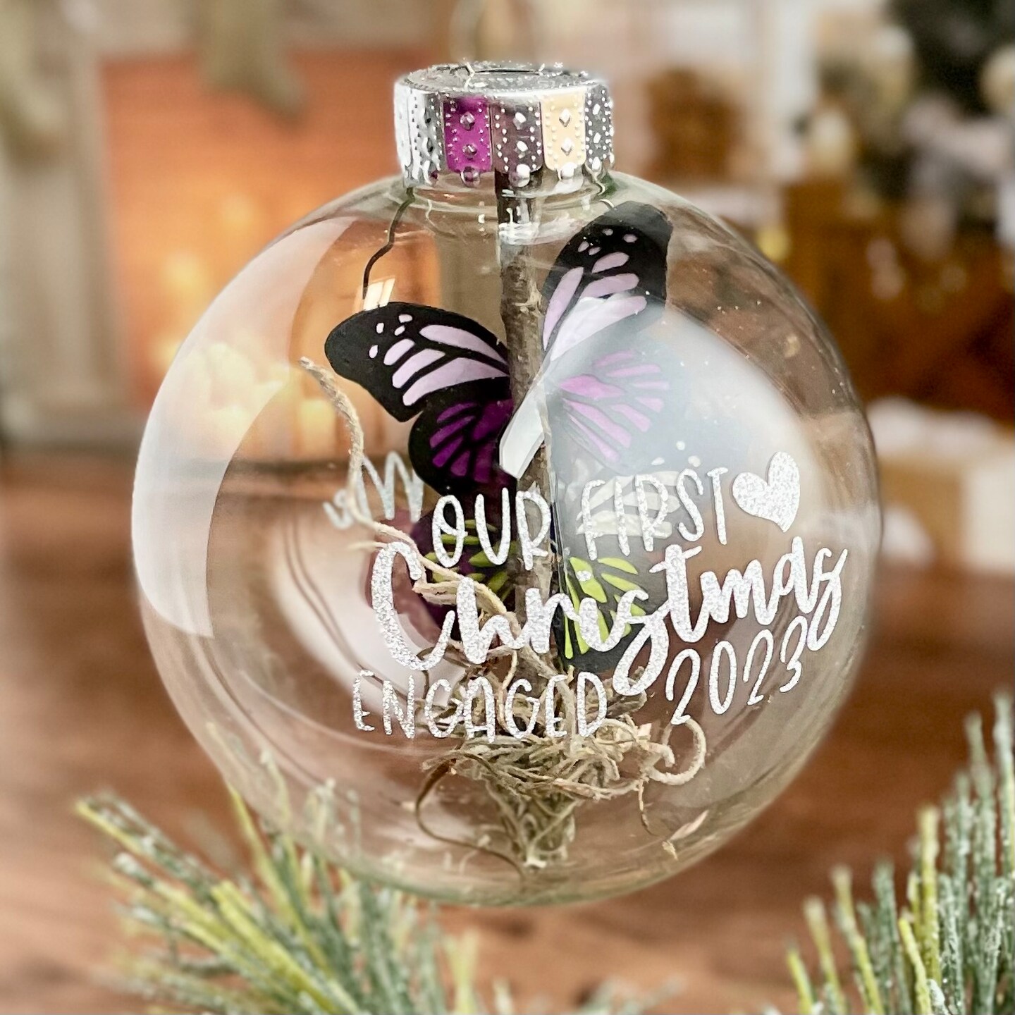 Our First Christmas Ornaments Engagement ornament Just Married Wedding gift