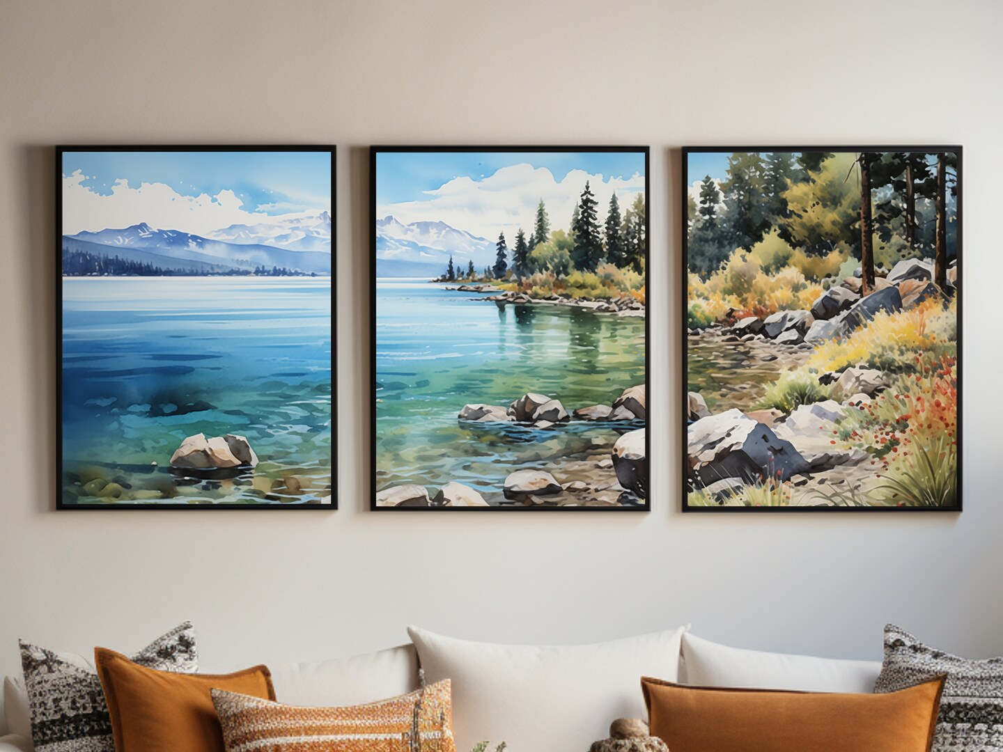 Beautiful Lake Tahoe Panorama Watercolor Painting |Travels in ...