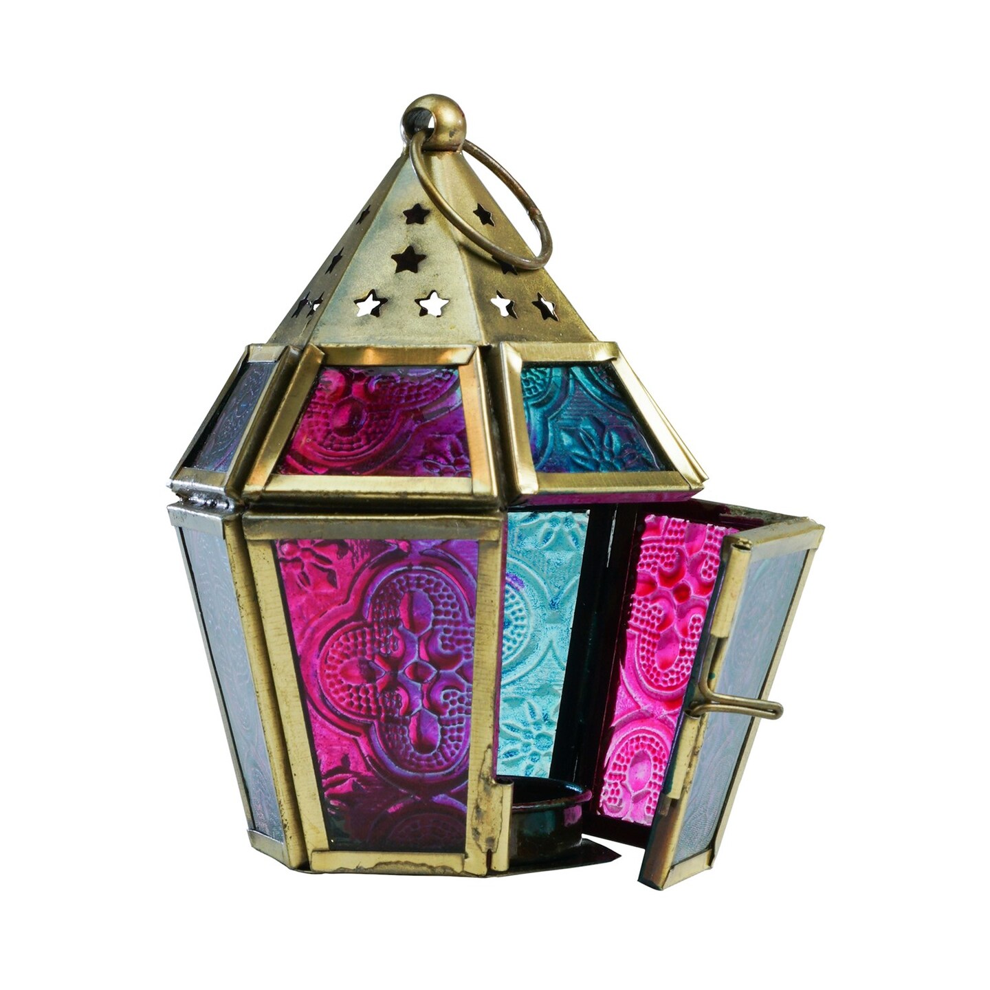 In the Breeze 9206 — Teal & Pink Mini Hex Tealight Lantern — Moroccan ...