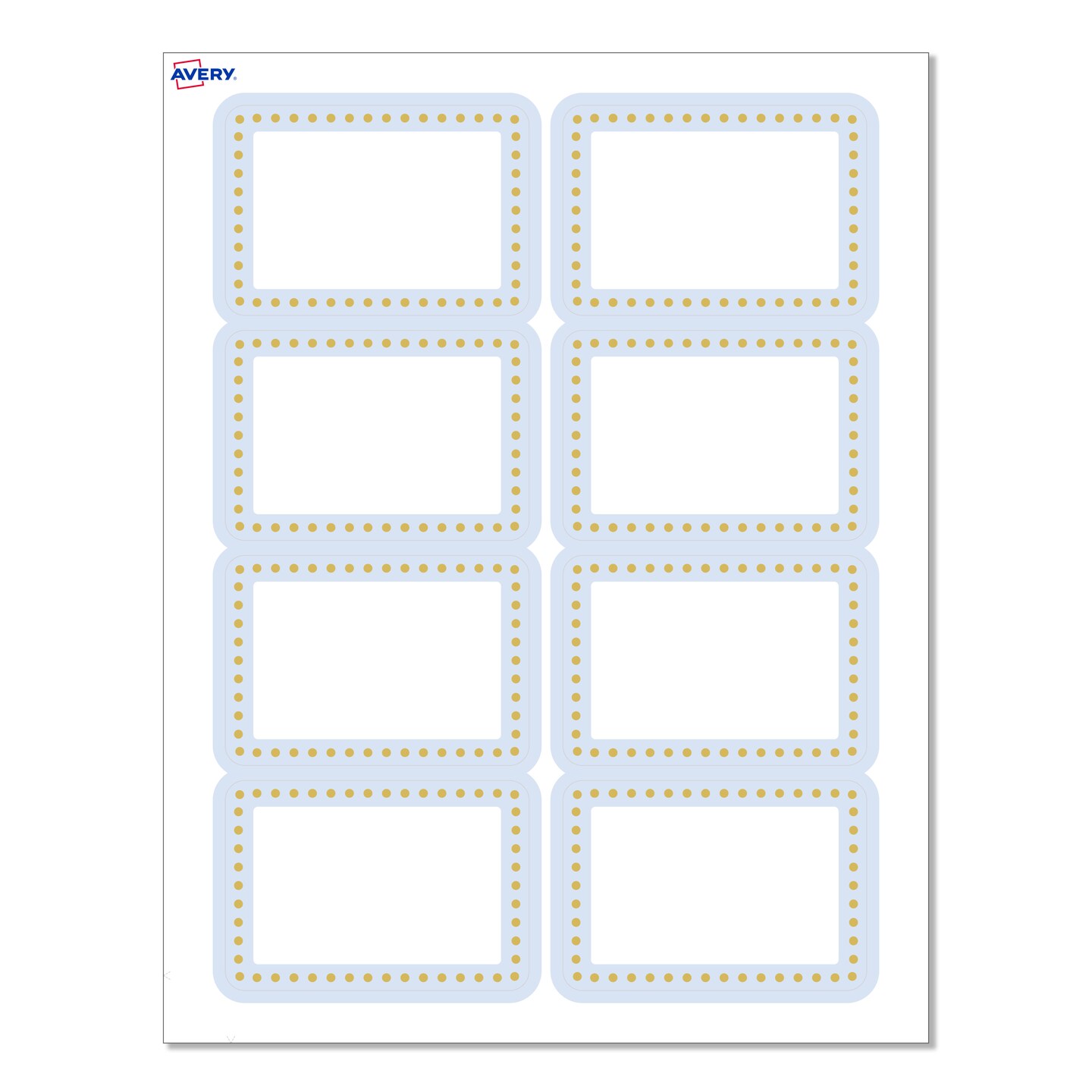 Avery® Printable Rectangle Adhesive Name Tags, Blue Border with Gold ...