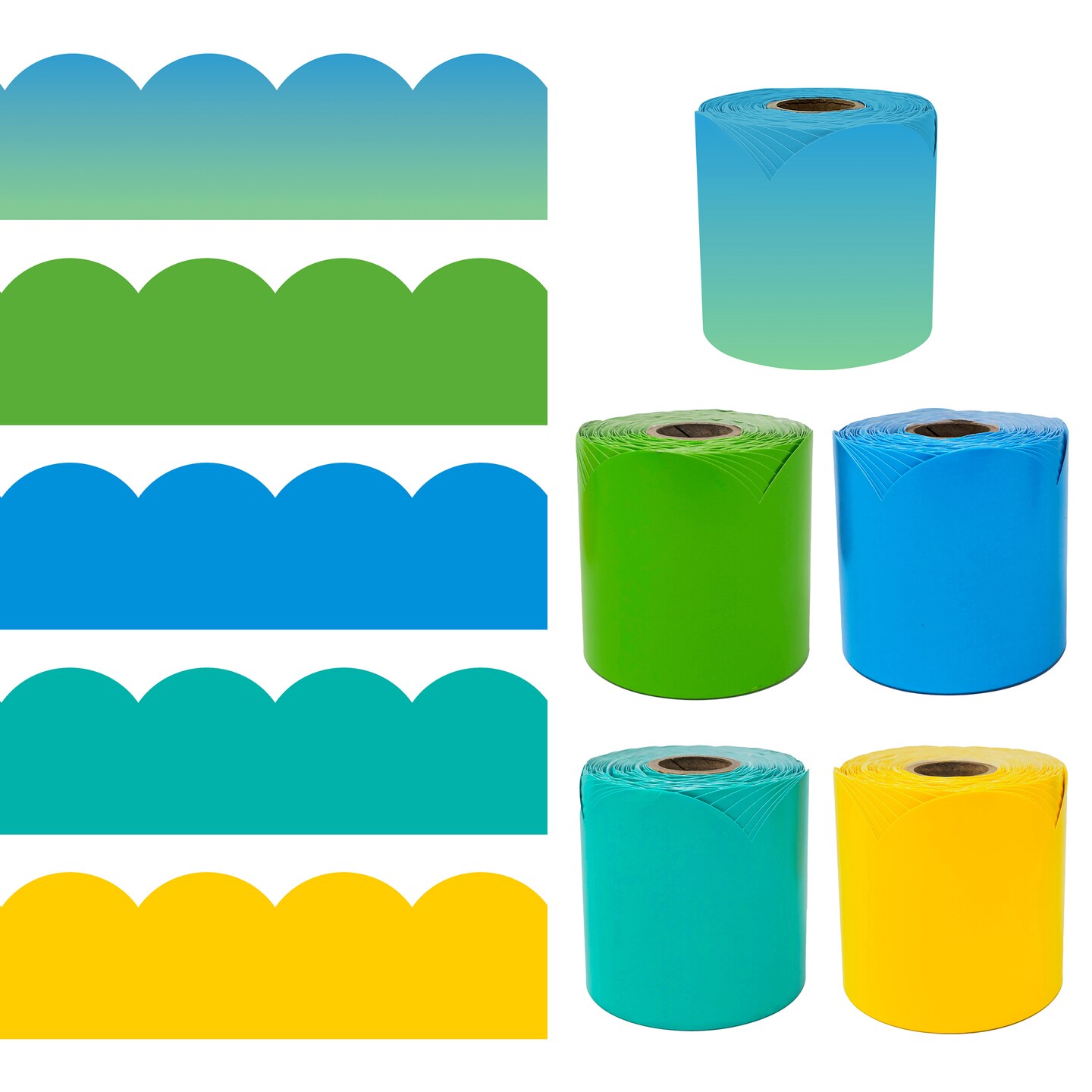 IXL 5 pc Bundle of Colorful Bulletin Board Borders, 65ft Rolls of Green ...