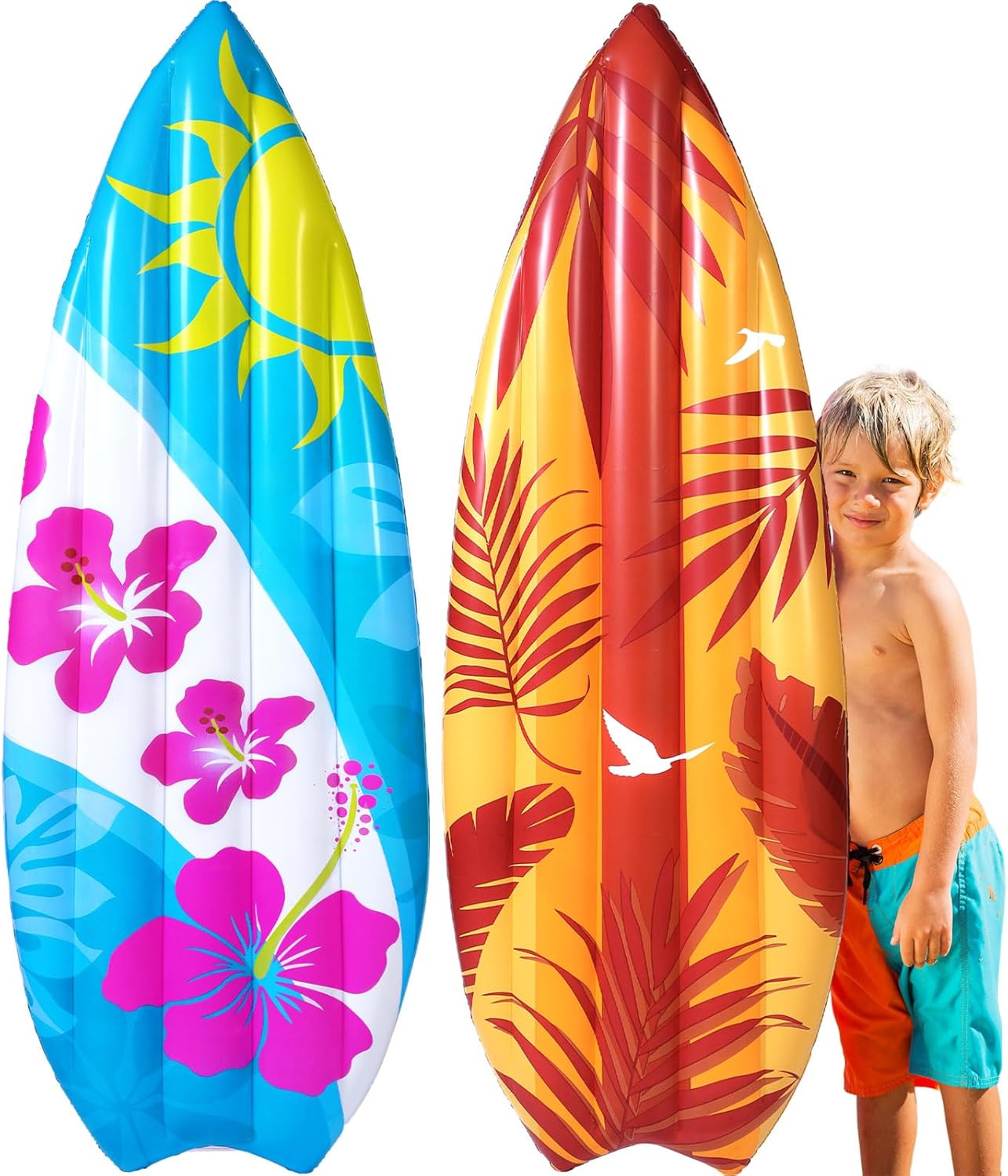 2 Pcs 60" Luau Inflatable Surfboard Hawaiian Theme Beach Pool Float ...