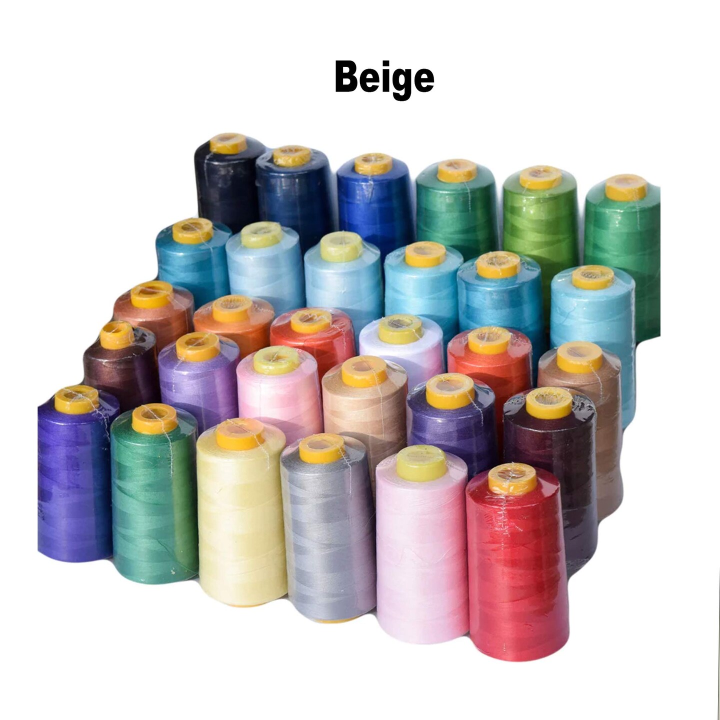 Beige Polyester Sewing Thread 6000 Yards Durable for Machine, Serger ...