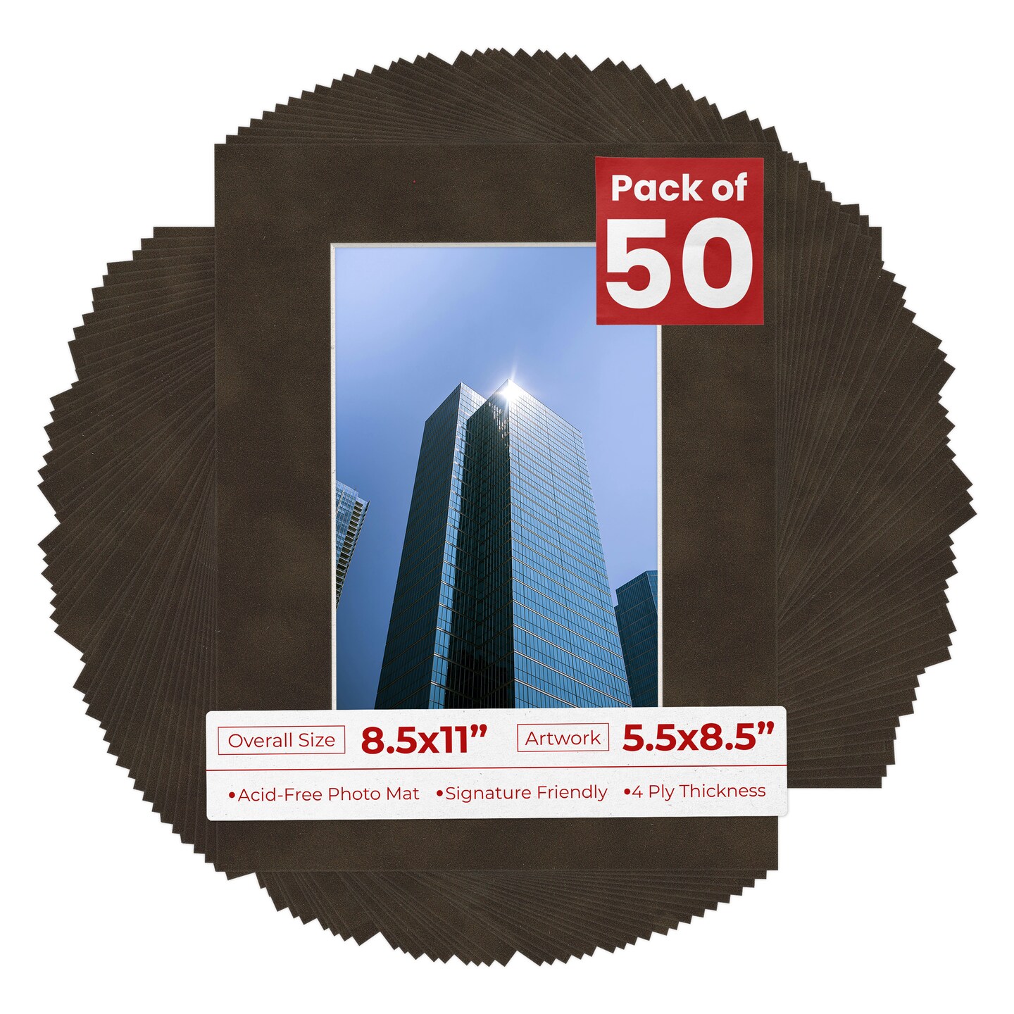 Brown Suede Mat Board for 8.5x11 Frames - Fits 5.5x8.5 Photos, Color ...