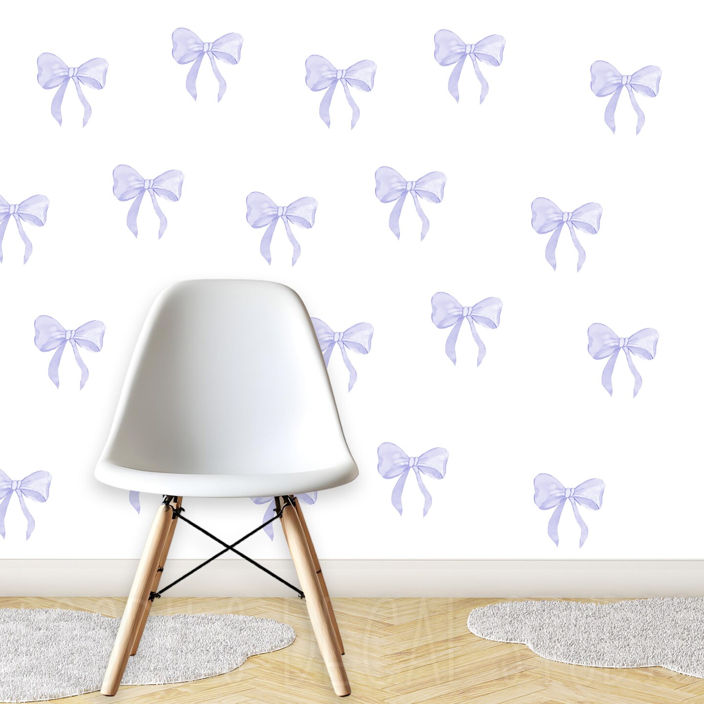 Purple Bow fabric wall decals, girls stickers, removable and reusable ...