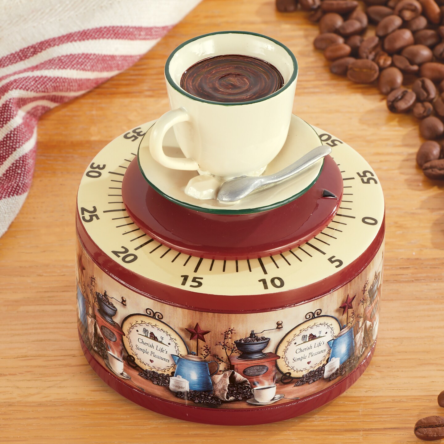 Collections Etc Hand-Painted Primitive Country Coffee Kitchen Timer ...