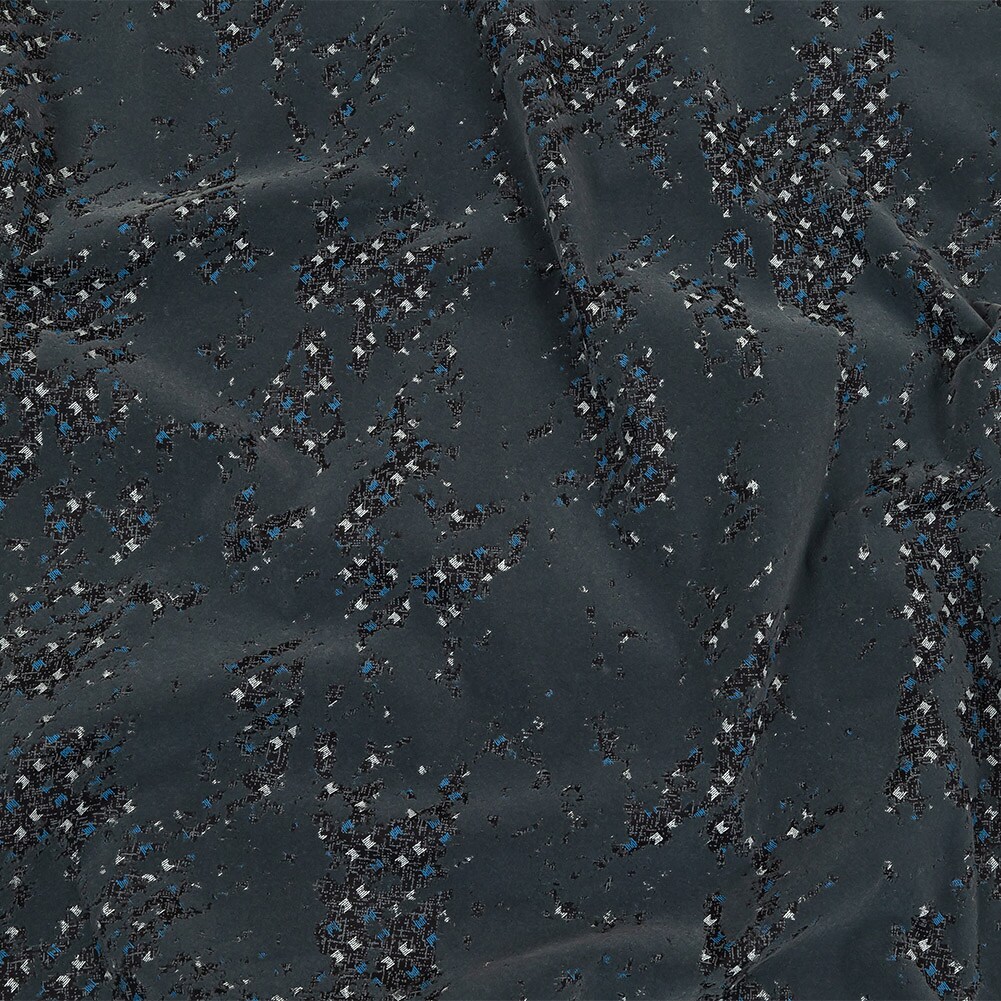 1 Yard Gray Distressed Flocking on Gray Blue and Sleet Geometric ...