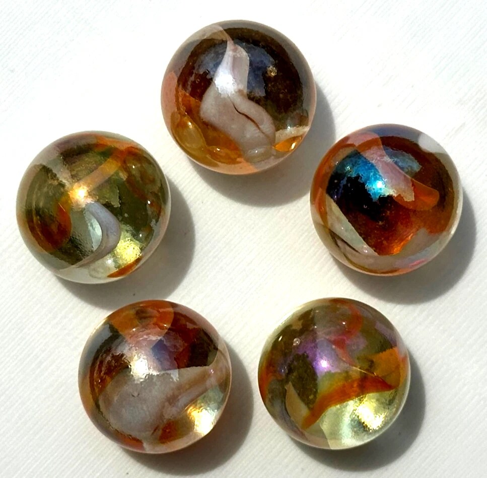 MANGO TWIST Clear Orange/White Glass Marbles 22mm (7/8 inch) SHOOTER ...