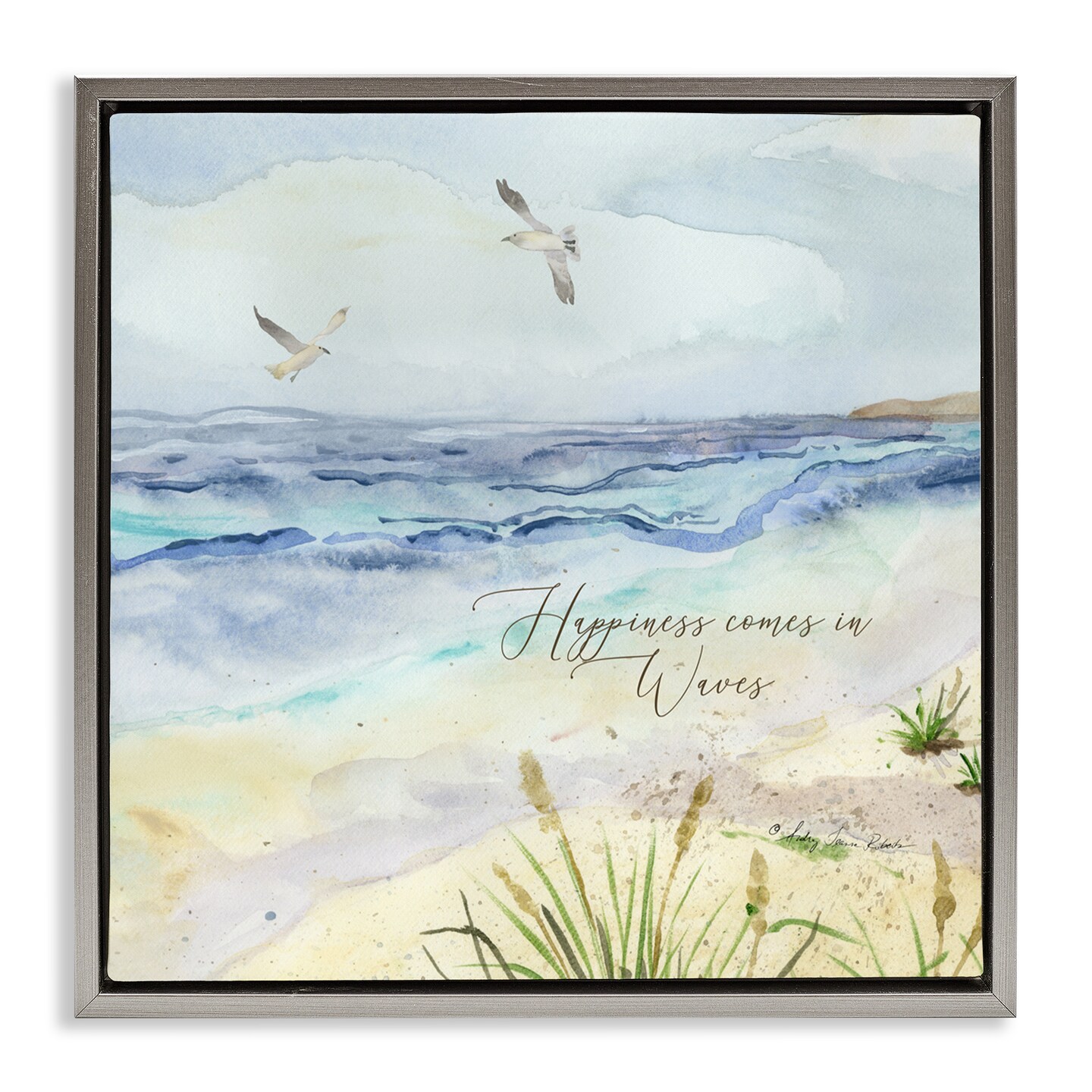 Stupell Industries Inspiring Happiness Coastal Scene Floating Frame ...