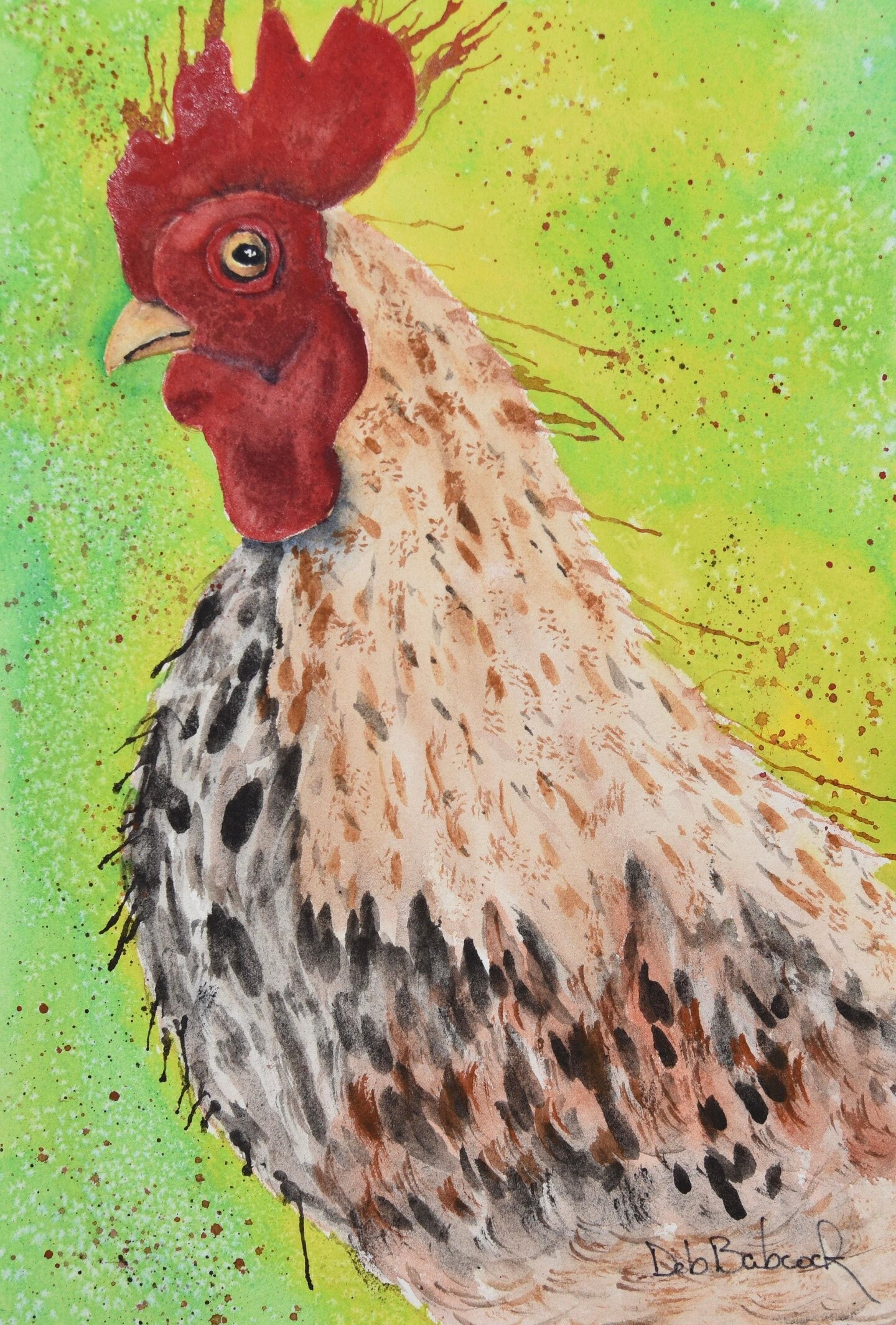 Original Painting of Farmhouse chicken art with chartreuse background ...