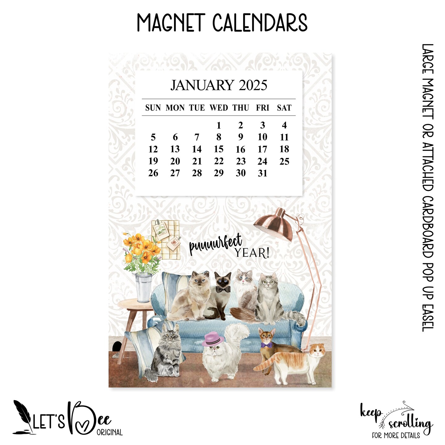 2025 Cat Fridge Magnet Calendar, 2025 Cat Desk Calendar, 2025 Cat Mini ...