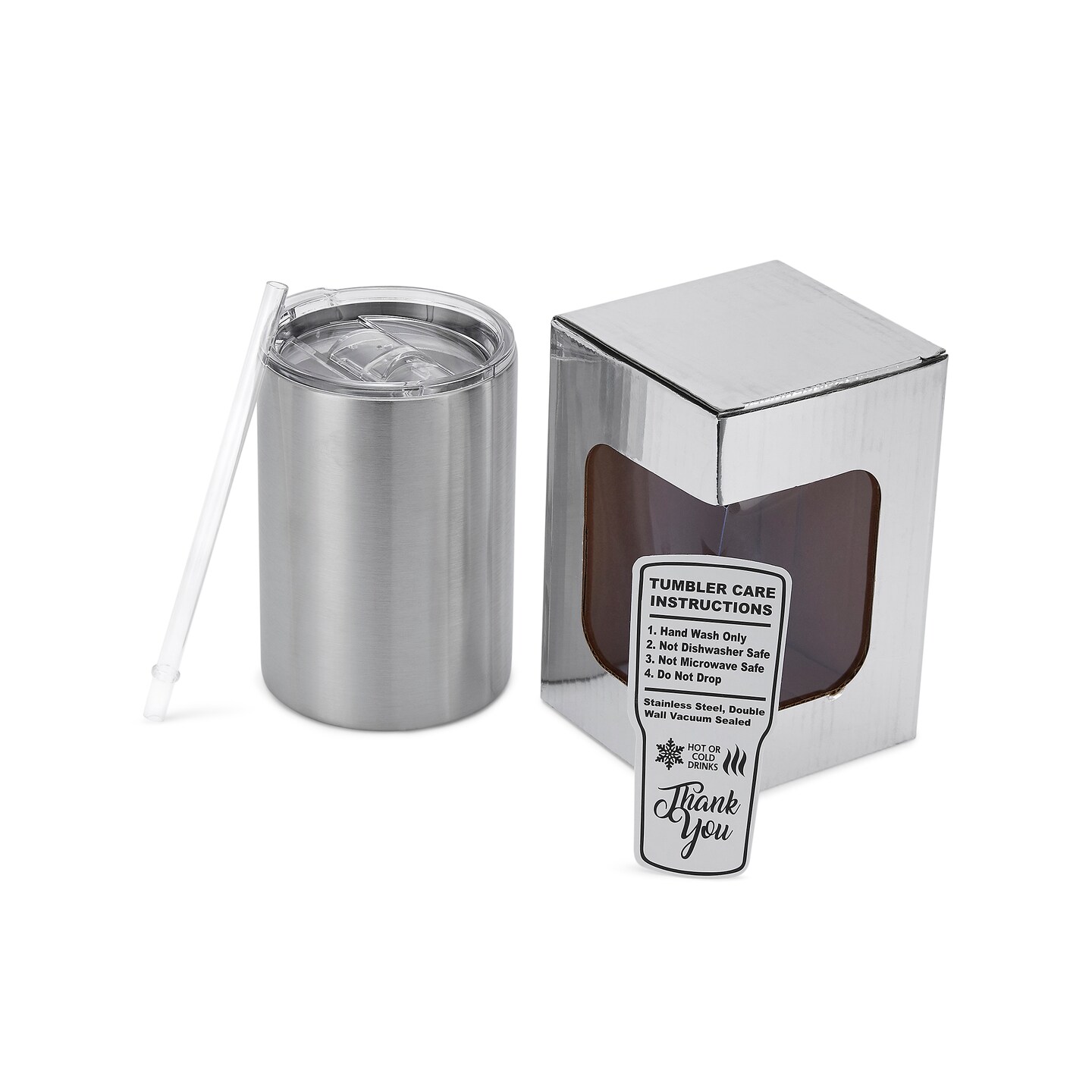 Makerflo 14 oz Stainless Steel Thick Tumbler with Clear Splash Proof ...