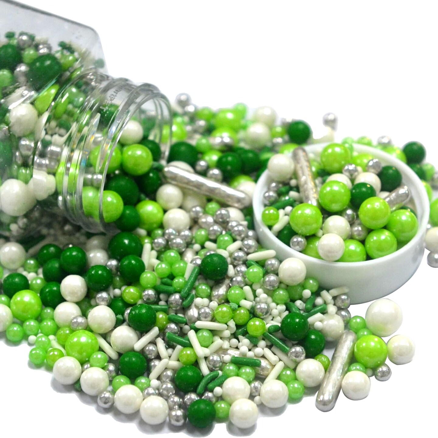 Green and White Sprinkles for Cake Decorating Edible Sugar Pearls ...