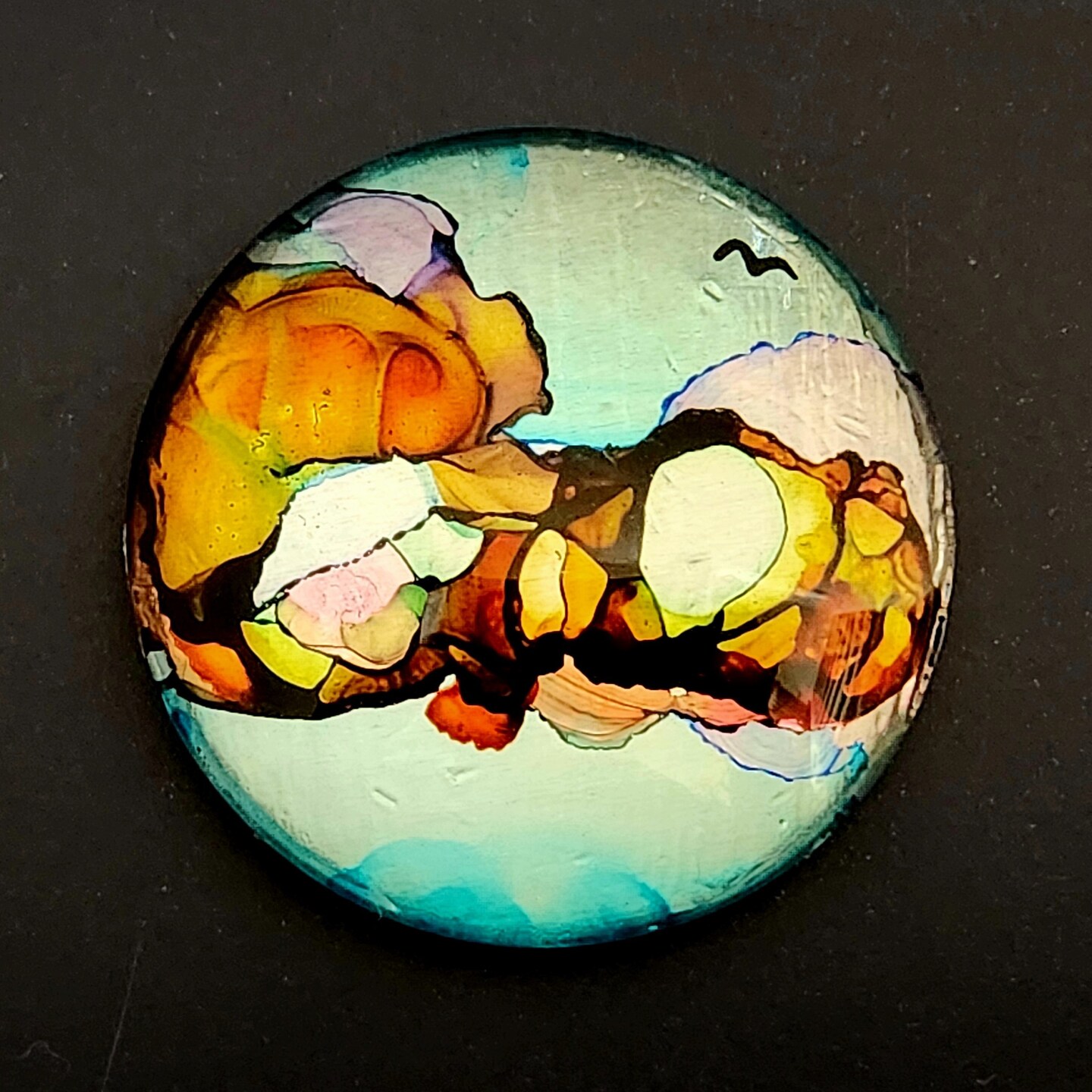 Mountain and lake refrigerator magnets, different hand painted abstract ...