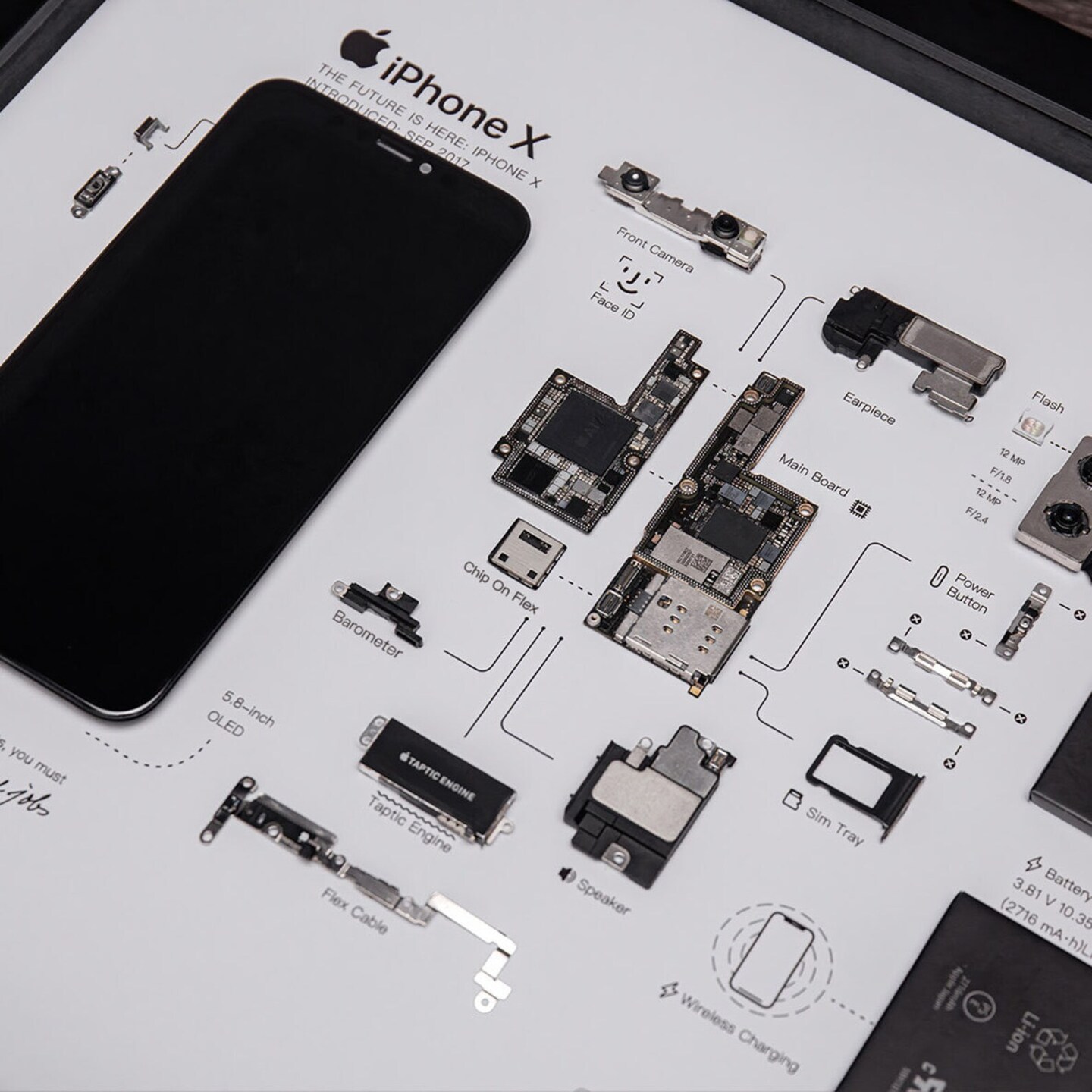 Framed iPhone X Disassembled Phone Teardown iphone Wall Art Gifts for ...