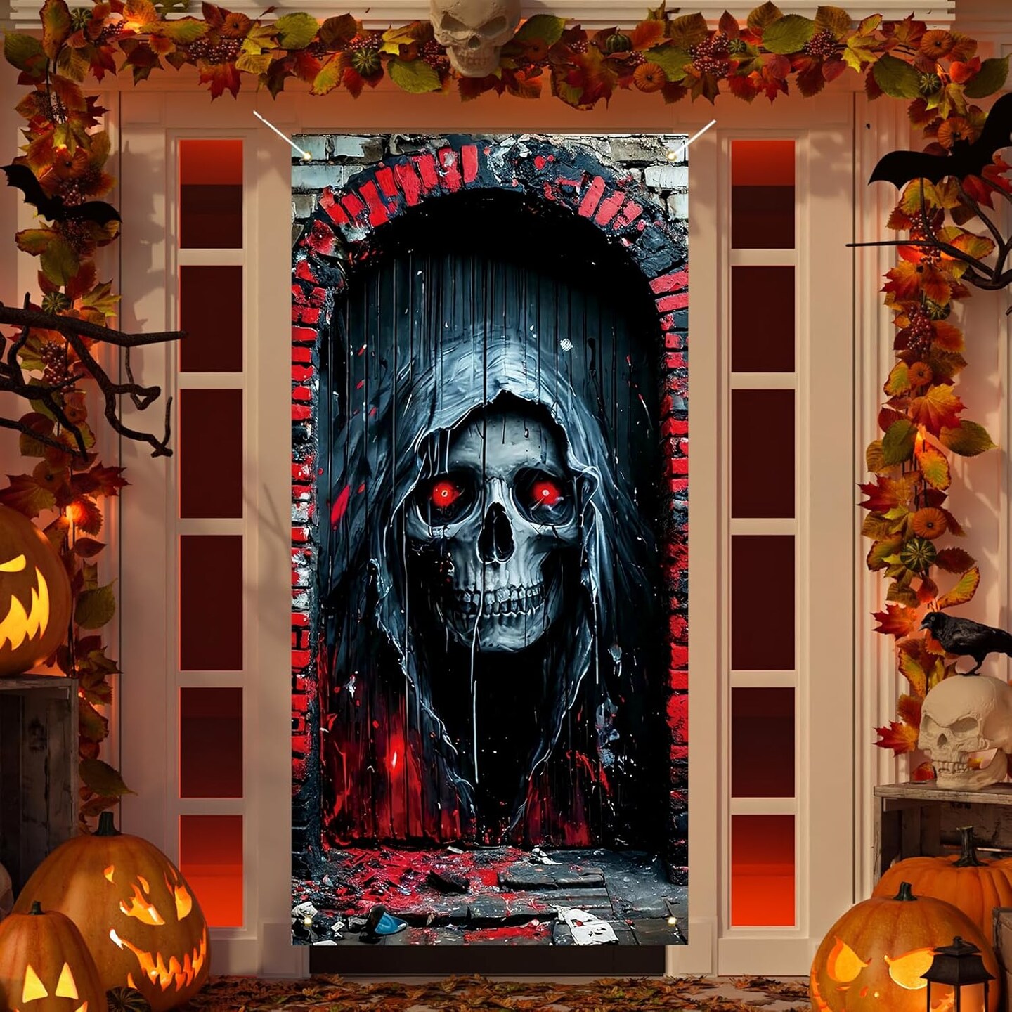 Scary Horror Party Horror Movie Skulls Front Porch Sign (Multicolor) 72 ...