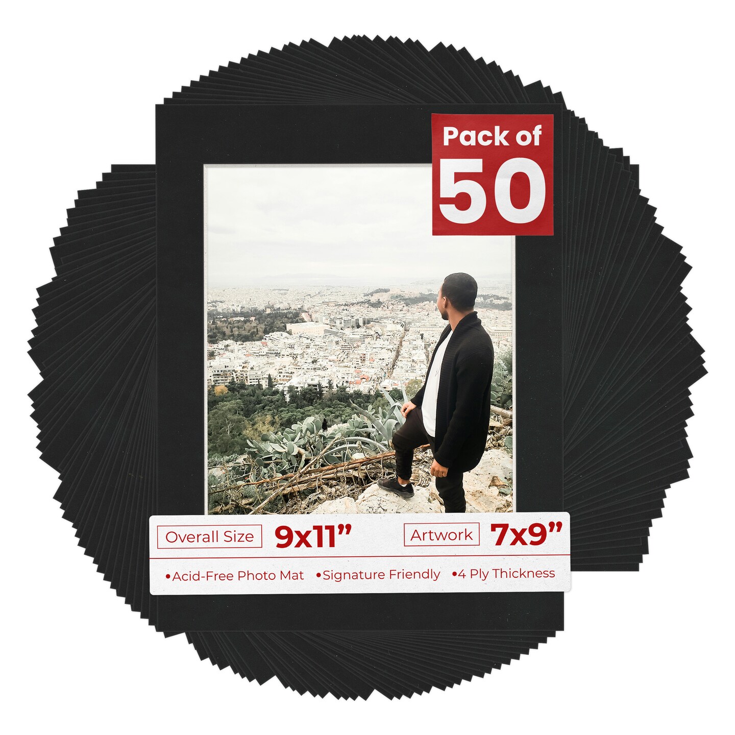 Black Suede Mat Board for 9x11 Frames - Fits 7x9 Photos, Color: Black ...