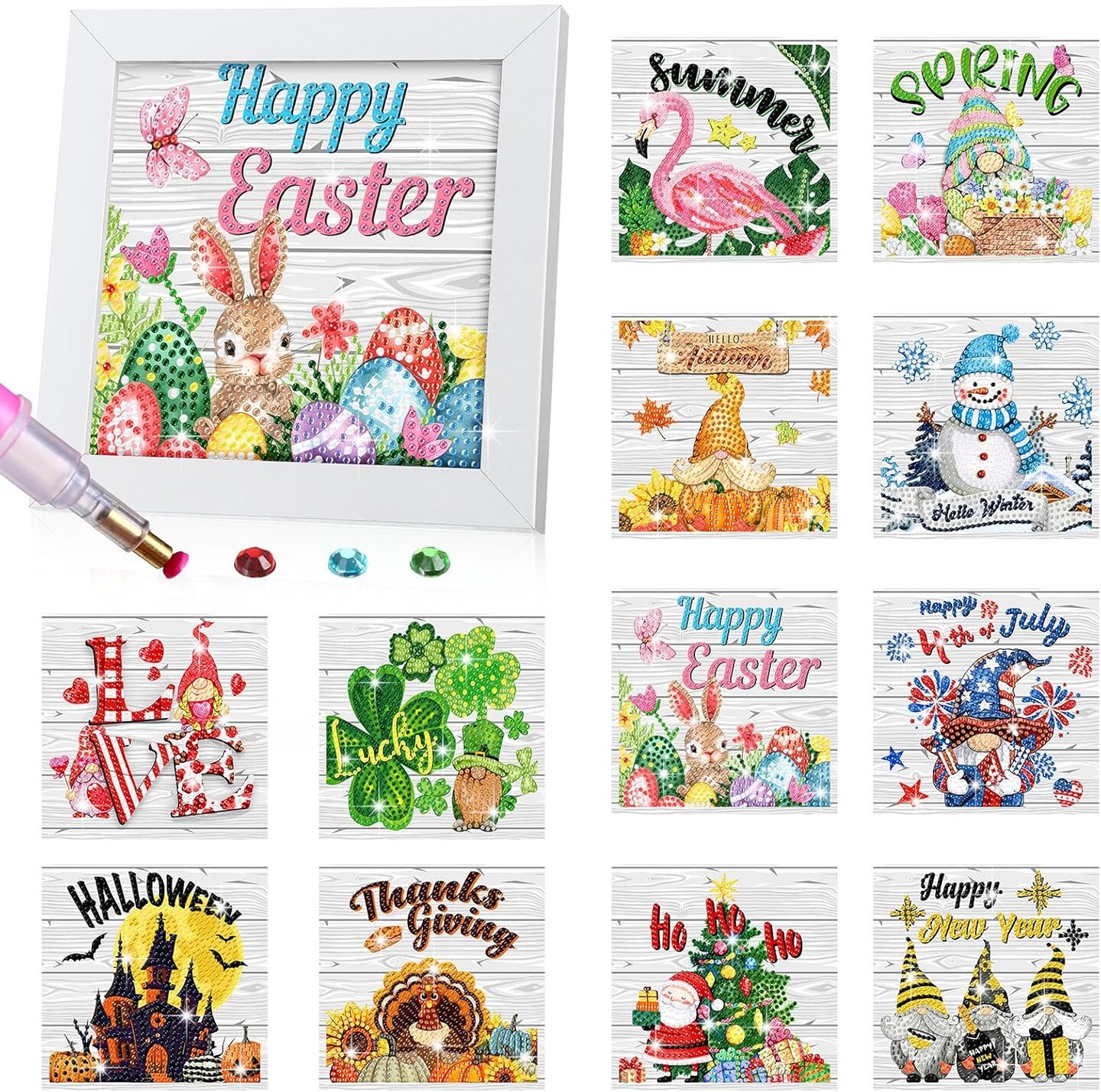 13 Pcs Interchangeable Seasonal Diamond Painting Kits Spring Summer ...