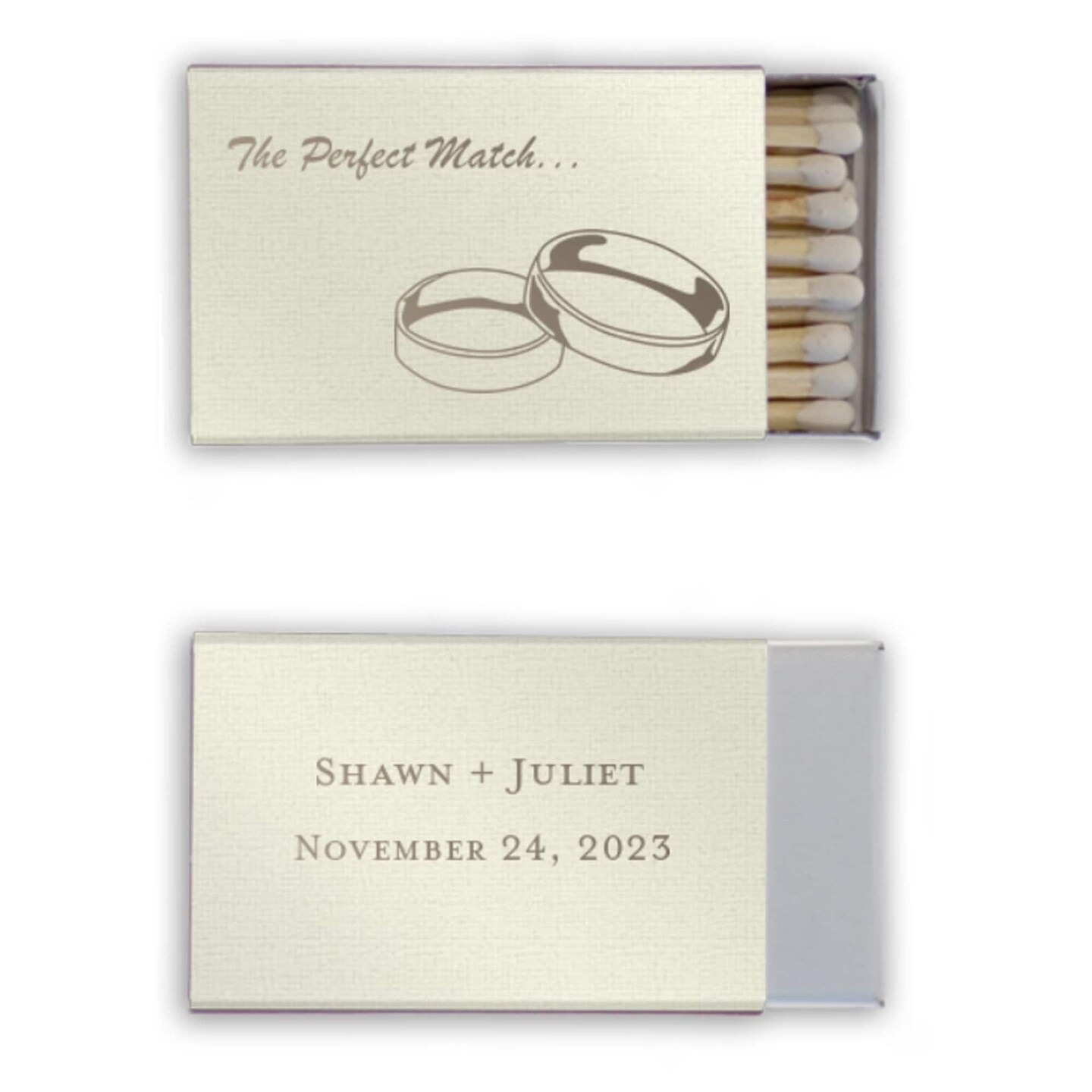 Rings and Names Wedding Matchboxes, Matches, Personalized Wedding ...