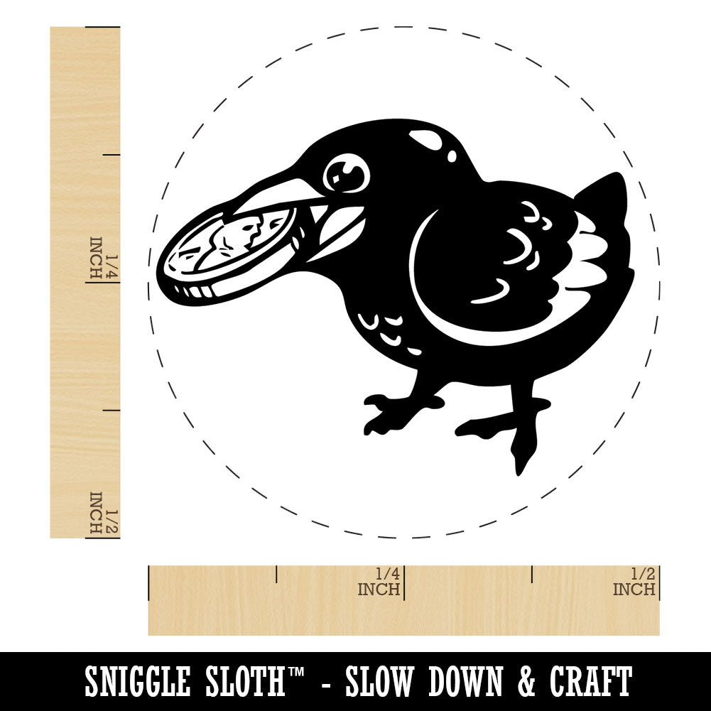 Happy Excited Crow With Treasure Coin Self-Inking Rubber Stamp for ...