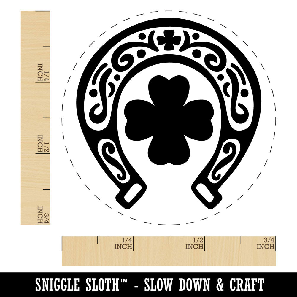 Lucky Horseshoe Shamrock Four Leaf Clover Self-Inking Rubber Stamp for ...