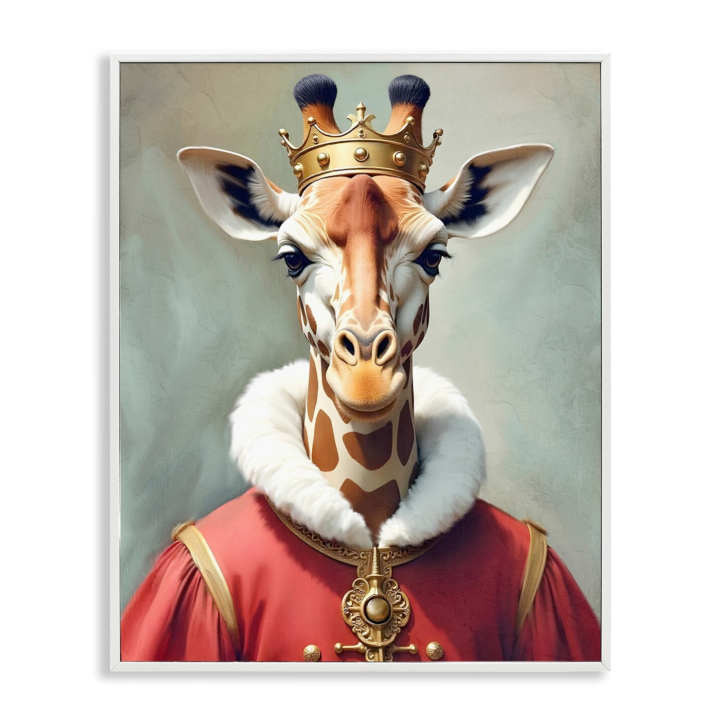 Stupell Industries Giraffe King Regal Portrait Framed Giclee By Kim ...