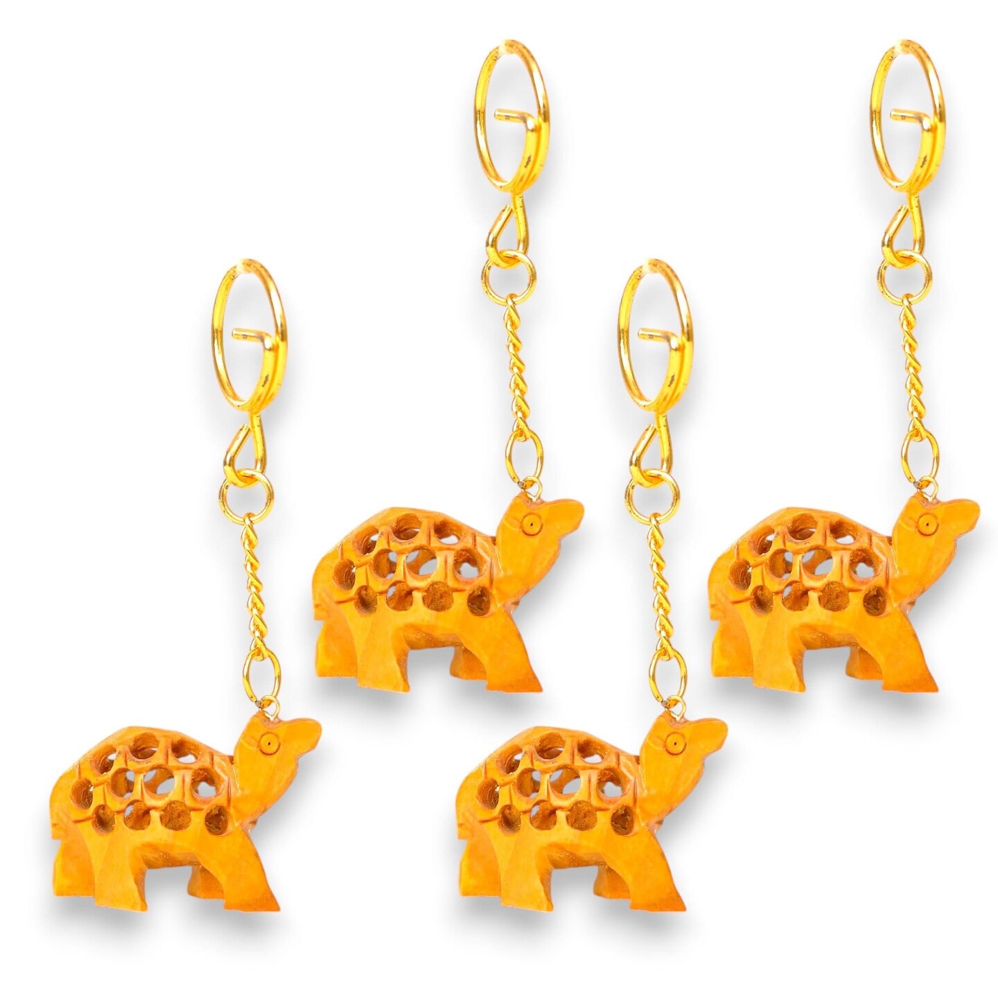 4Pc Wooden Keychain Egle Owl Rabbit Camel Horse Amulet Keyring Door Car ...