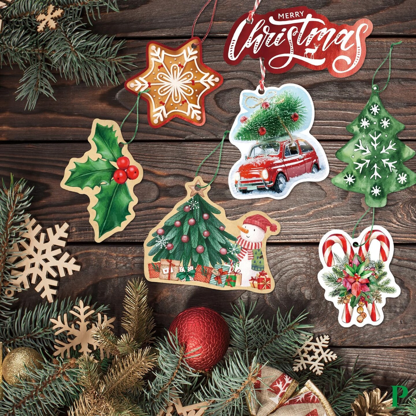 Christmas Gift Name Tags with Untied String 60 Count(15 Assorted ...