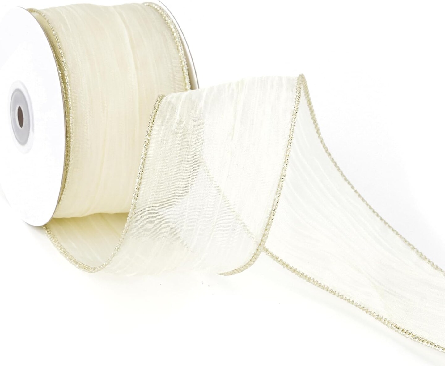 Ivory Wired Ribbon 2.5 Inch x 10 Yard Cream Crinkle Sheer Wired Ribbon ...