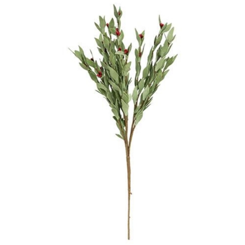 20” High Red Pip and Foamy Herb Spray with Flexible Brown Wrapped Stem ...