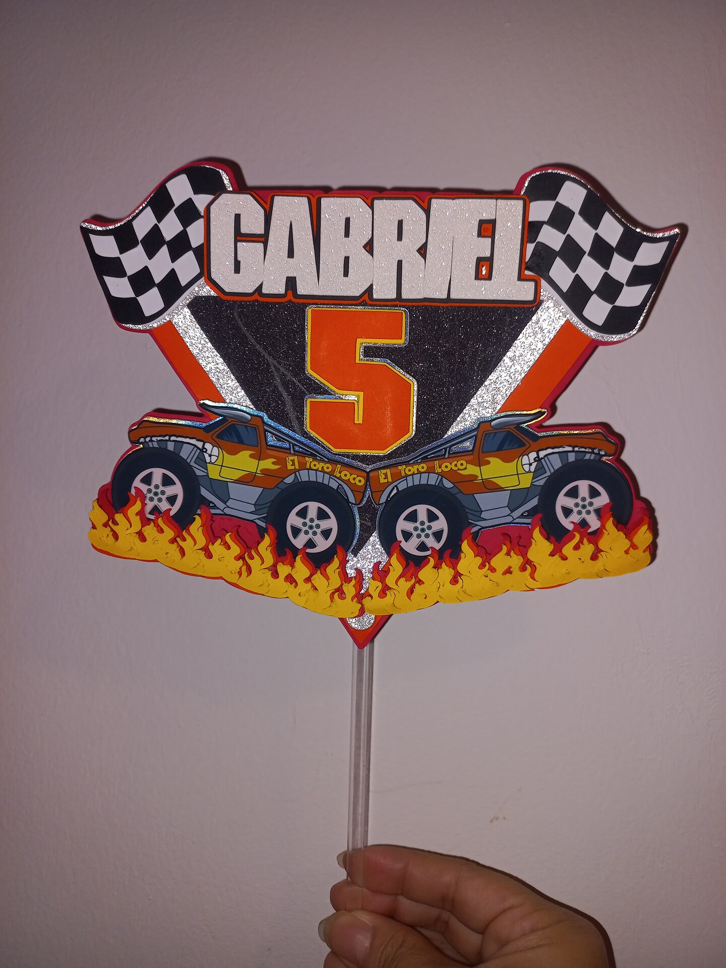 Personalized and holographic Cake topper Monster Truck Toro Loco ...