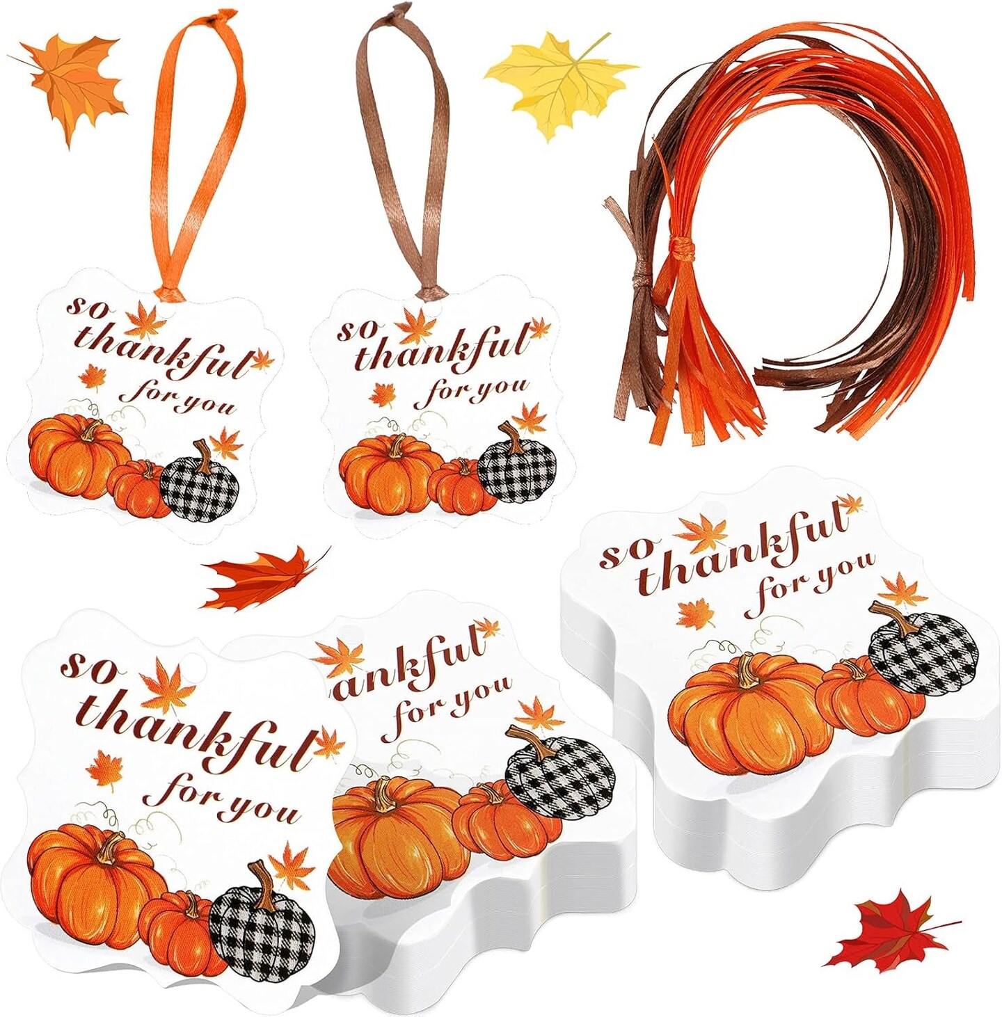 48 Pieces Thanksgiving Autumn Pumpkin so Thankful for You Gift Tags ...