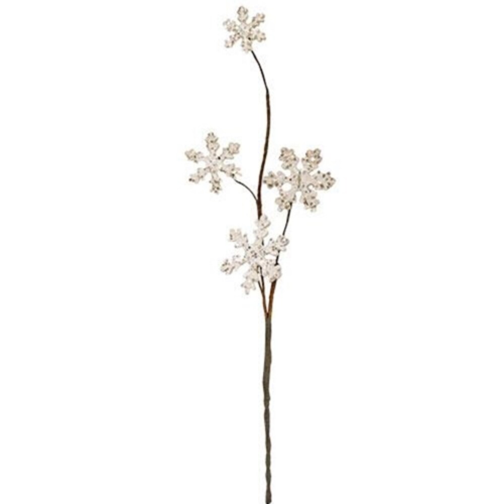 12" Tall Glittered Wood Snowflake Pick with Flexible Brown Stem | Michaels
