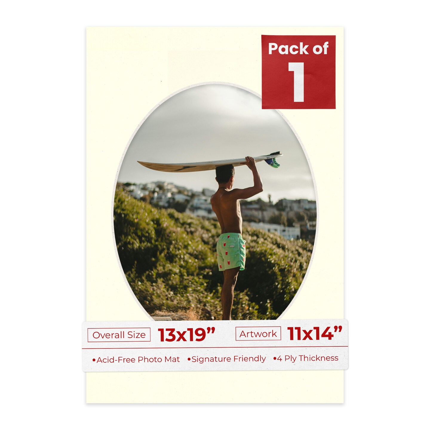 Cream Linen Mat Board for 13x19 Frames - Oval Opening for 11x14 Photos ...