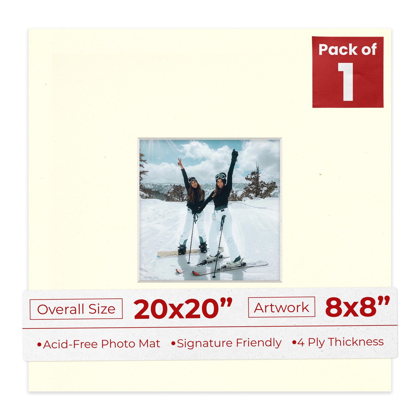 Cream Linen Mat Board for 20x20 Frames - Fits 8x8 Photos, Color: White ...