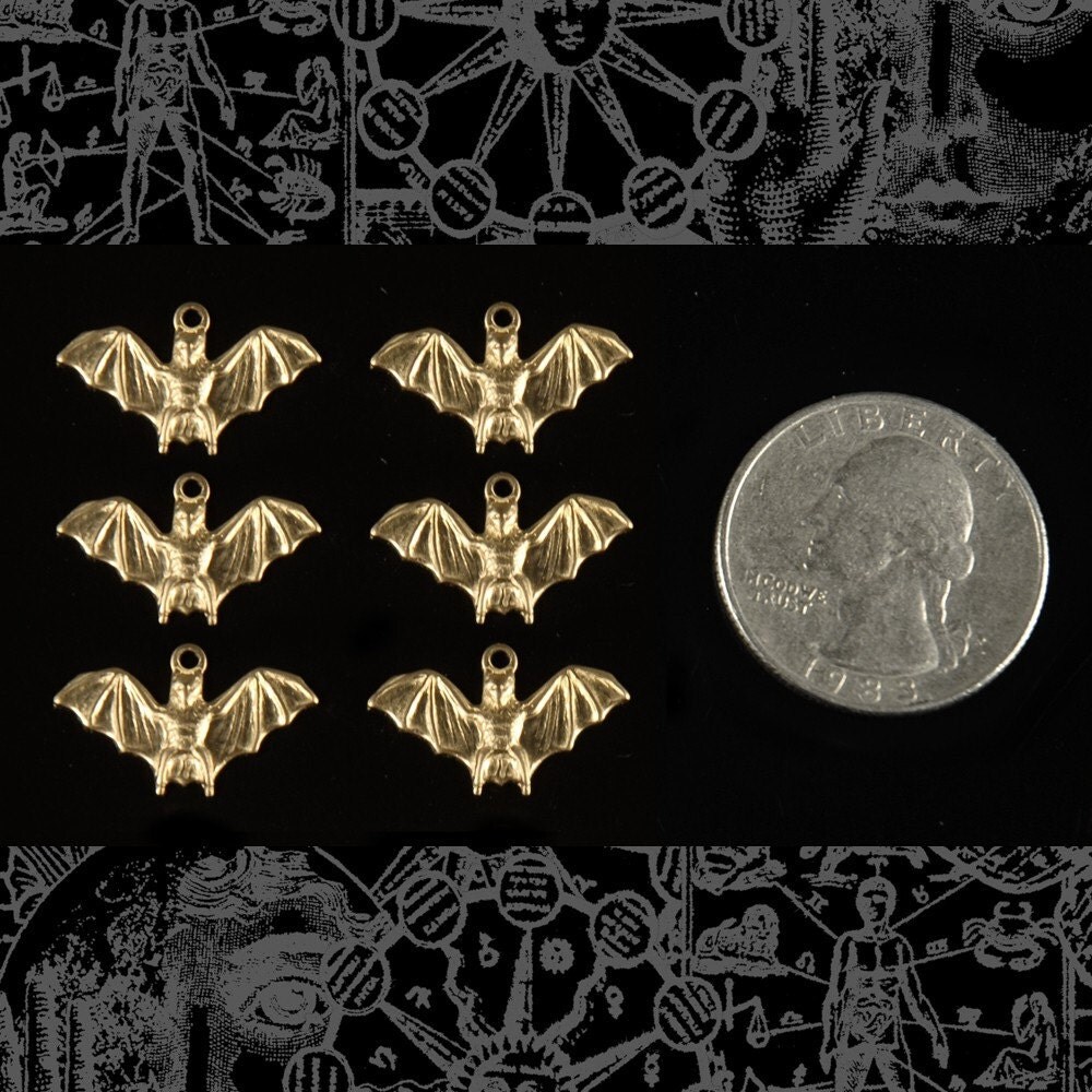 Raw Brass Bat Charms - Set of Six - B-C12 | Michaels