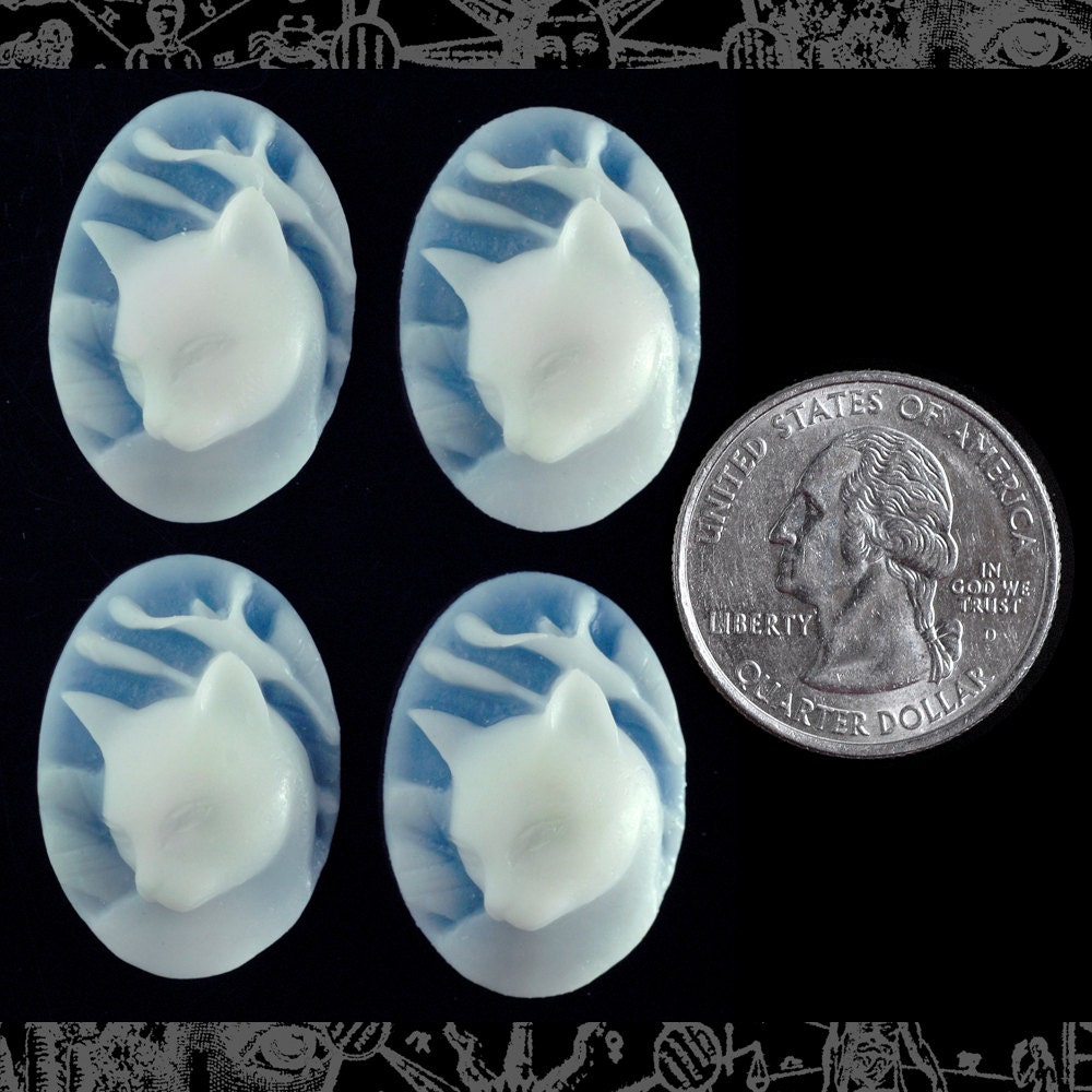 Wedgwood Blue and White Cat Cameos 25mm x 18mm Cameos - Set of Four ...