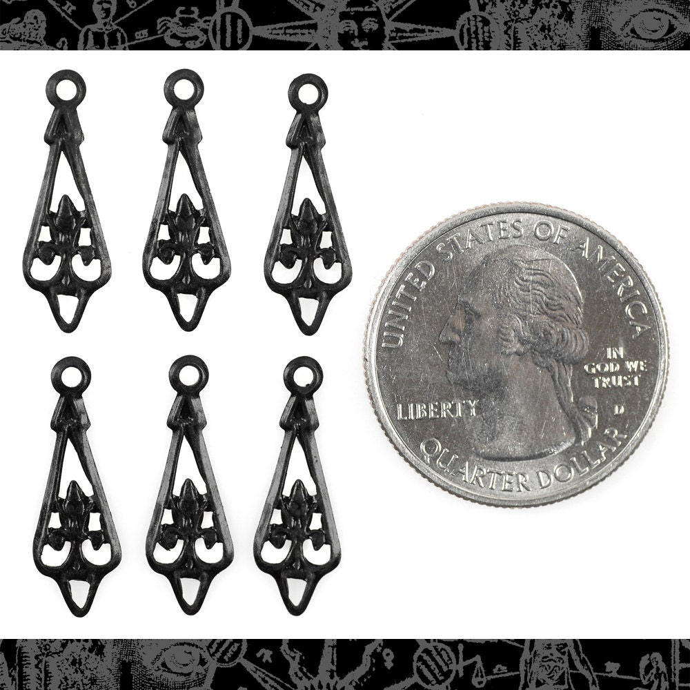 Black Plated Brass Pointed V Shaped Floral Connectors - Set of Six - BB ...