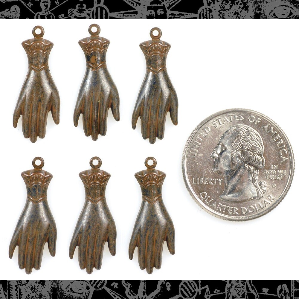 Chocolate Brown Plated Brass Hand Charms with Ring on Wrist - Set of ...