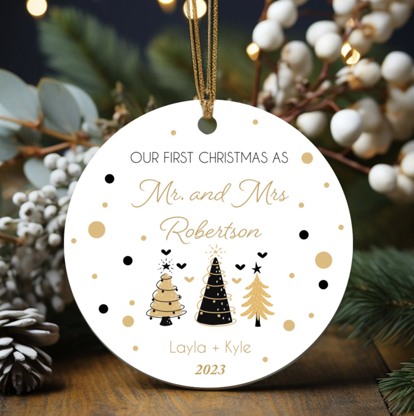 First Married Christmas Ornament, Mr and Mrs Tree Ornamant, Customized ...
