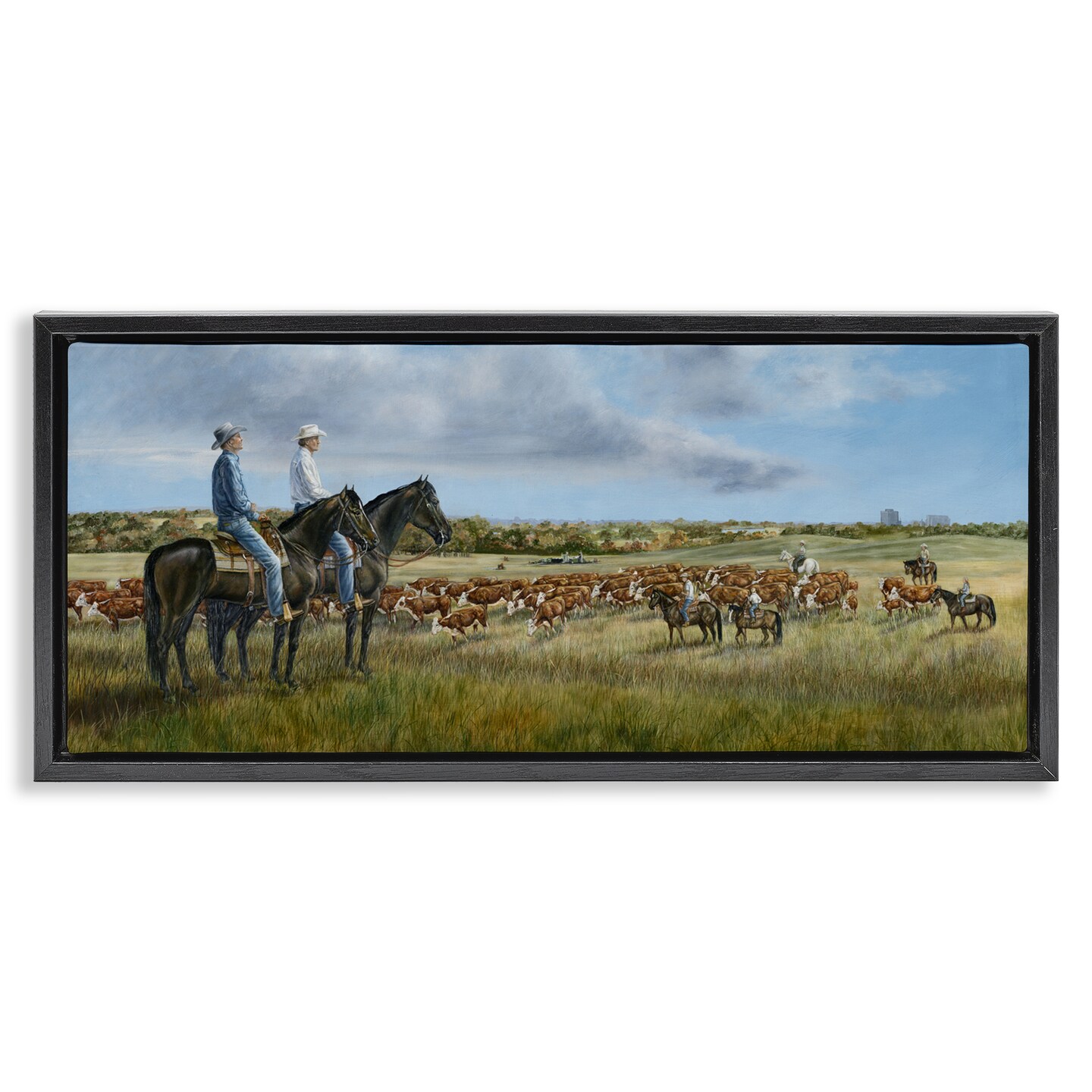 Stupell Industries Cowboys & Cattle in Vast Countryside Floating Frame By Carolyn Mock | Michaels