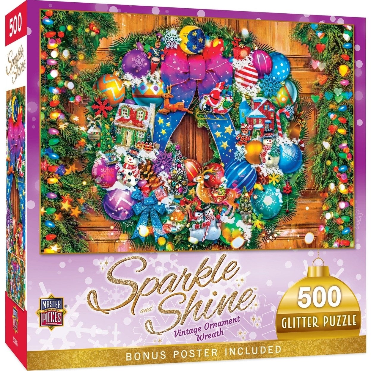 Sparkle And Shine Vintage Ornament Wreath 500 Piece Glitter Jigsaw ...