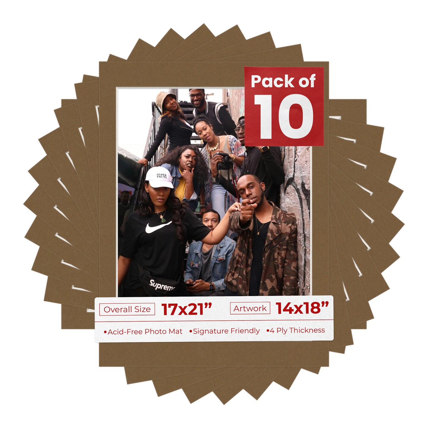 Aged Oak Brown Mat Board for 17x21 Frames - Fits 14x18 Photos, Color ...
