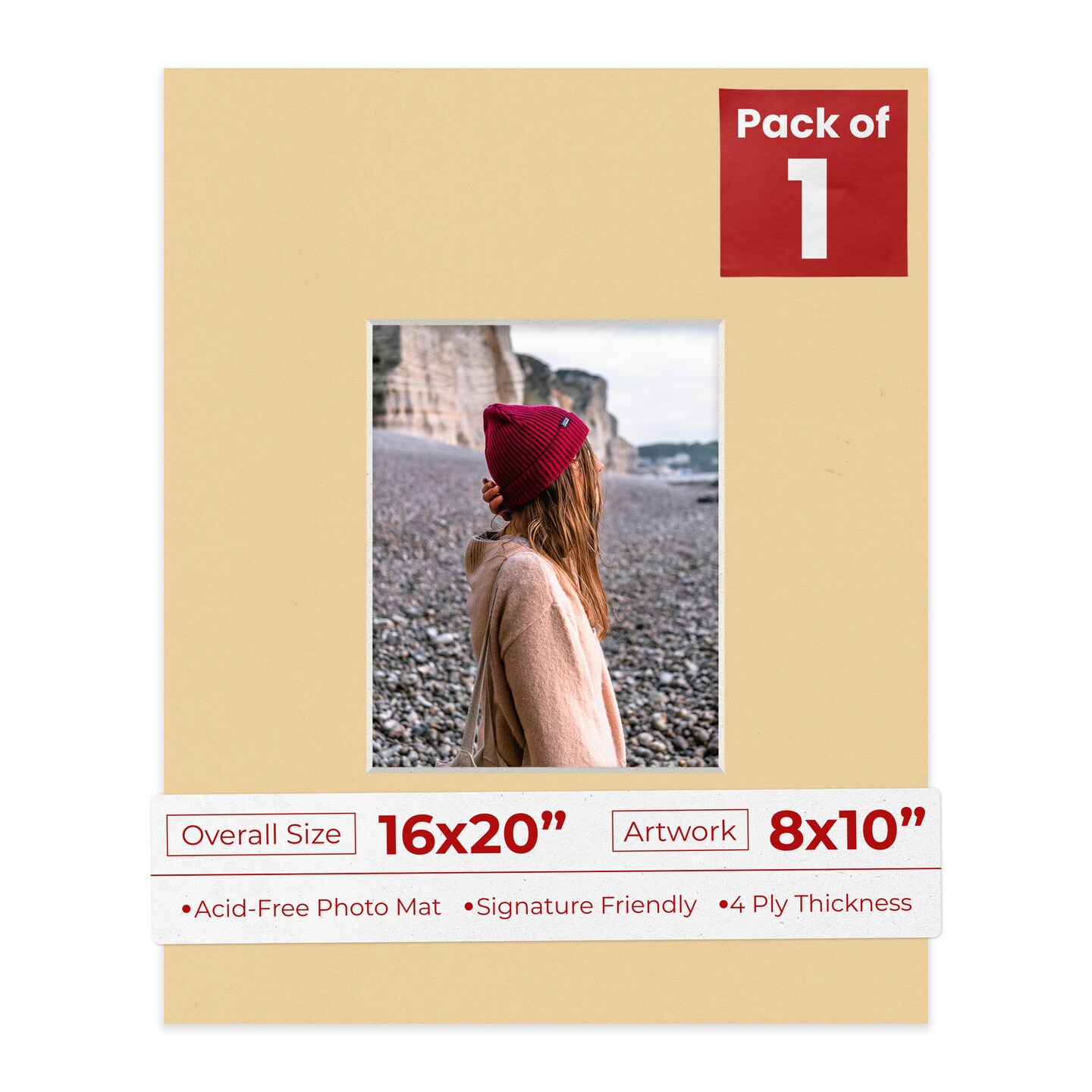 Beige Mat Board for 16x20 Frames - Fits 8x10 Photos, Color: Brown ...