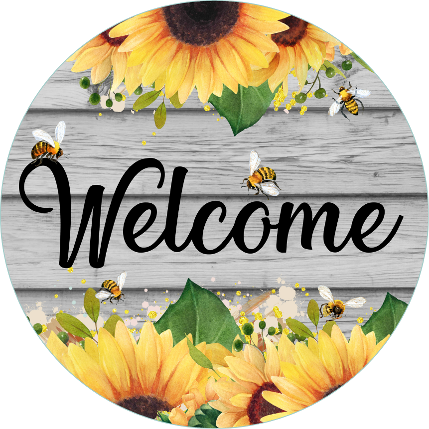 Welcome Sunflower Bumble Bee Round Sign | Michaels