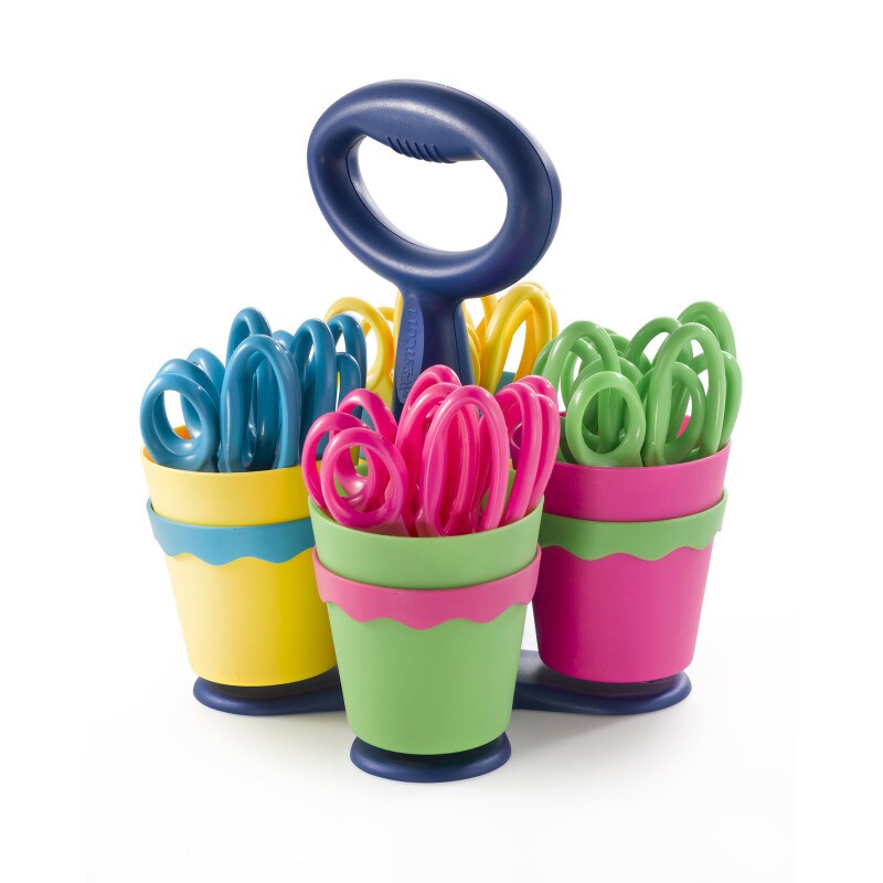 School Scissor Caddy, Blunt 5" Kids Scissors, Anti-Microbial Protection ...